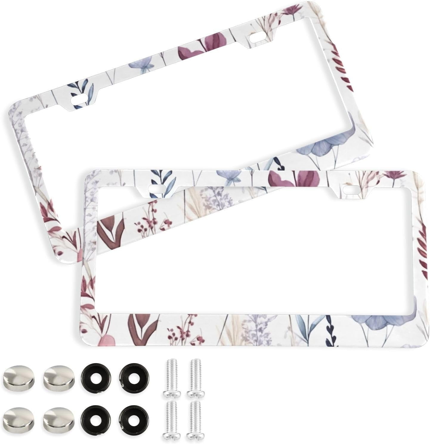 GZHJMY Floral Pattern License Plate Frames 2 Pack Aluminum License ...
