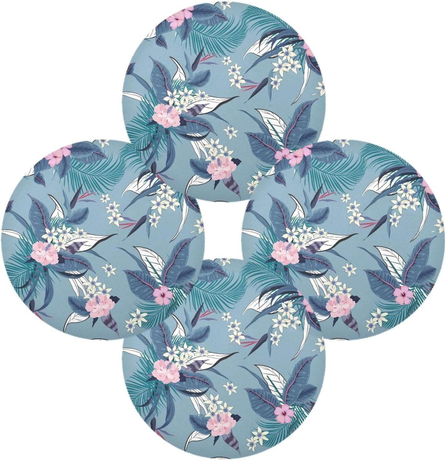GZHJMY Floral Pattern Round Placemats, 4 Pack Table Mats for Kitchen ...
