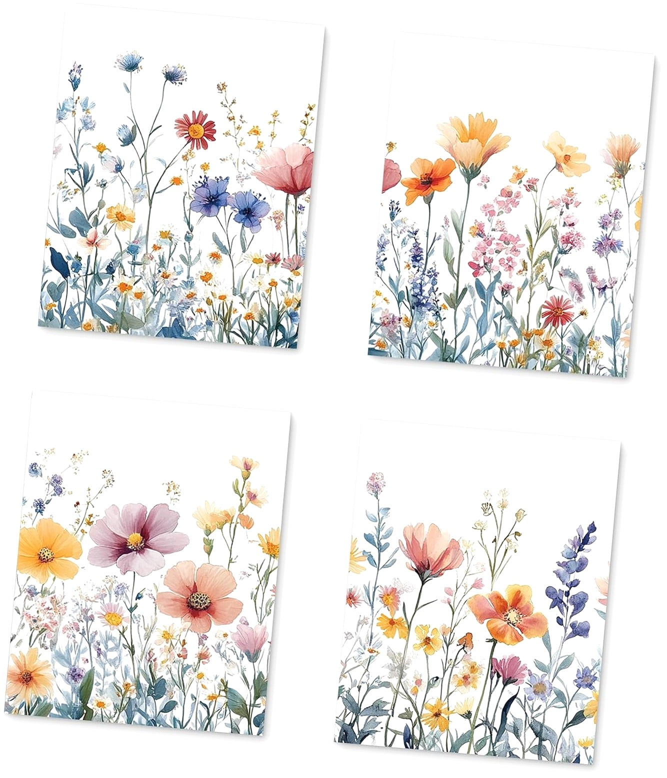 GZHJMY Floral Wall Prints Set of 4, Cottagecore Botanical Wall Posters ...