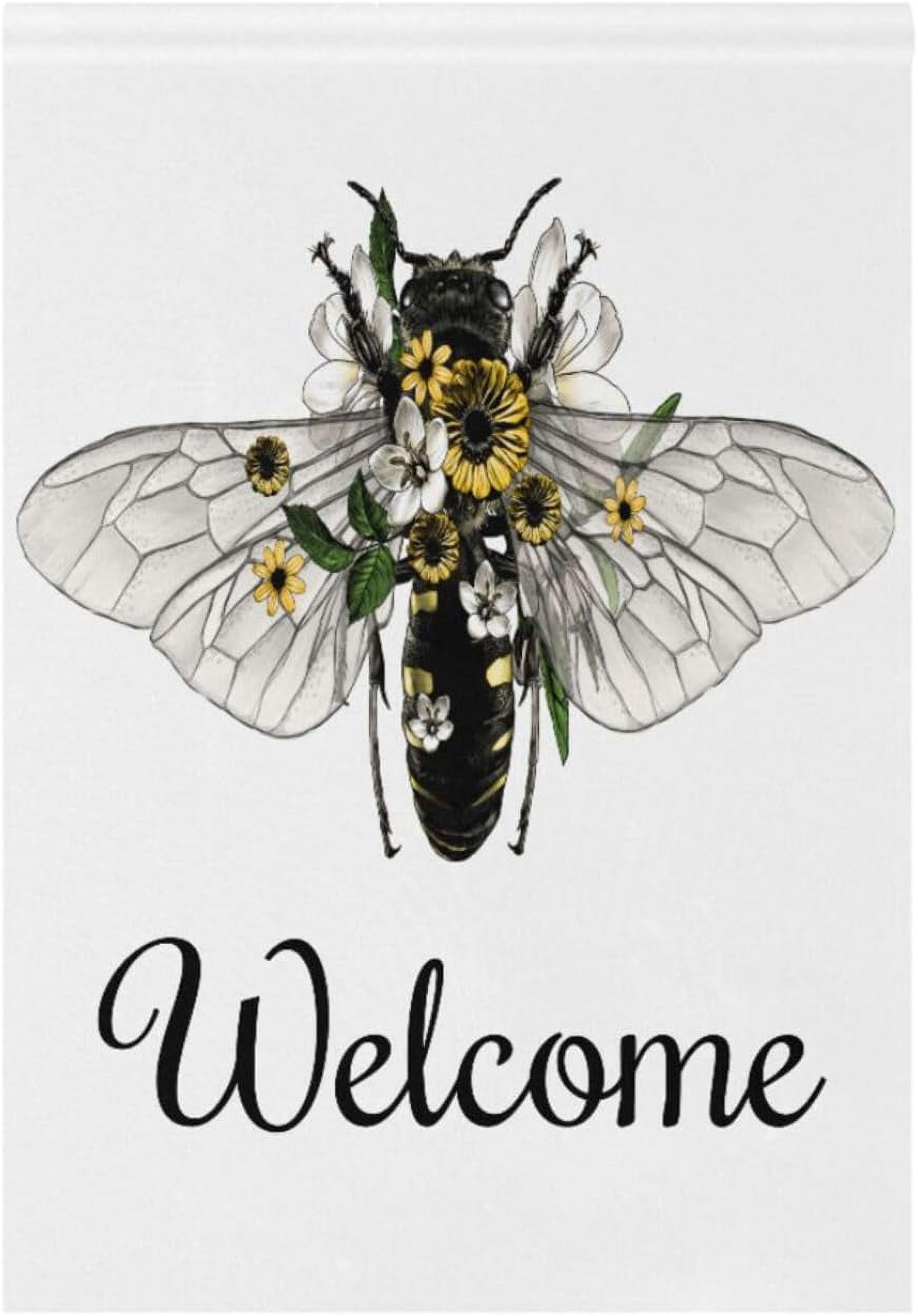 GZHJMY Flower Bee Garden Flag 28 x 40 Inch Vertical Double Sided ...