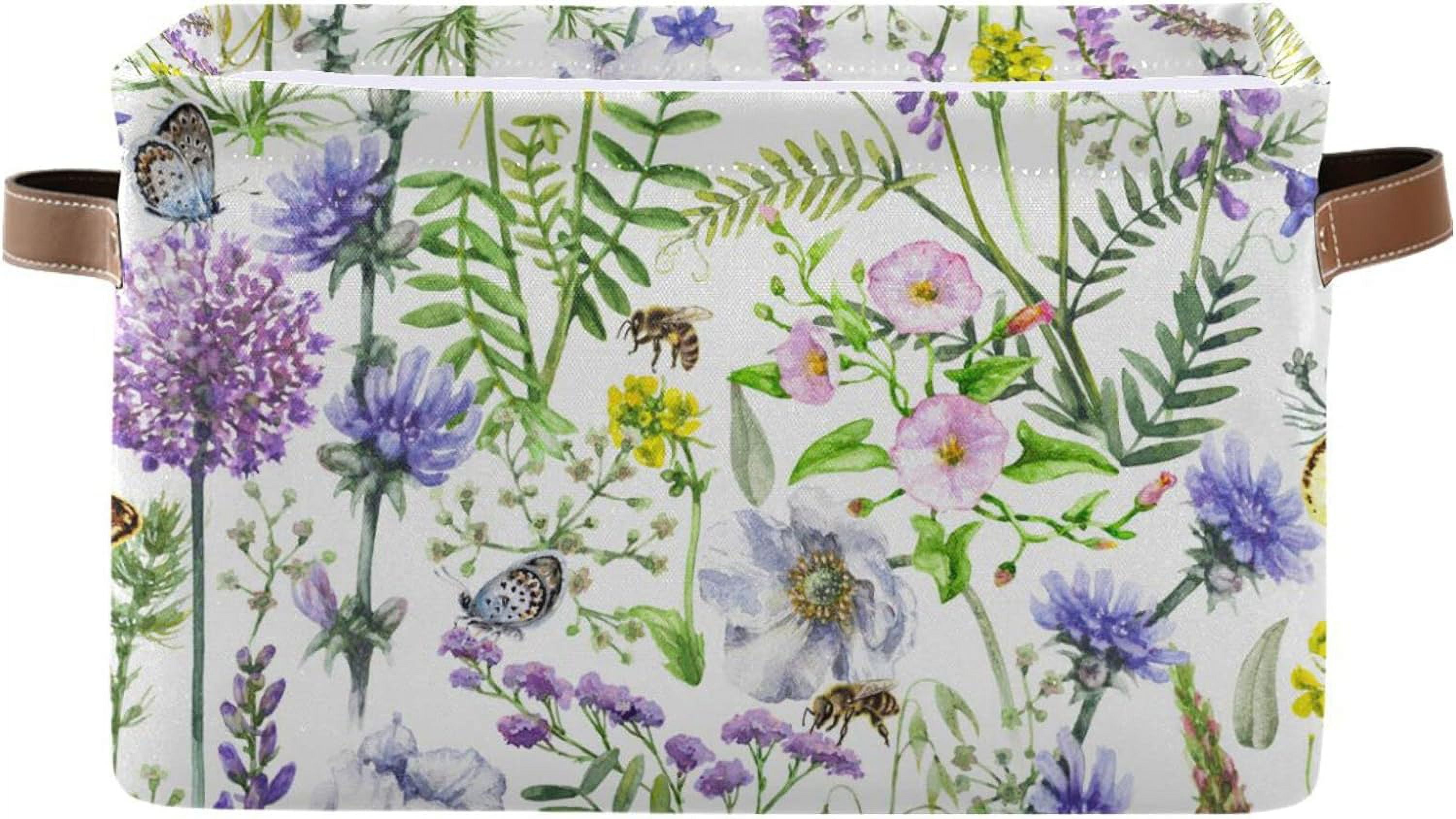 GZHJMY Flower and Butterfly Storage Basket with Handles Collapsible ...