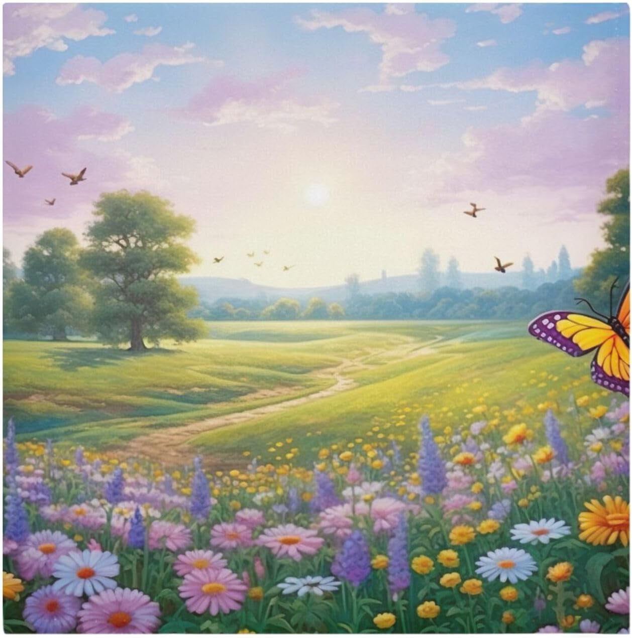 GZHJMY Flower Field Cloth Napkins Set of 1,Reusable Washable Polyester ...