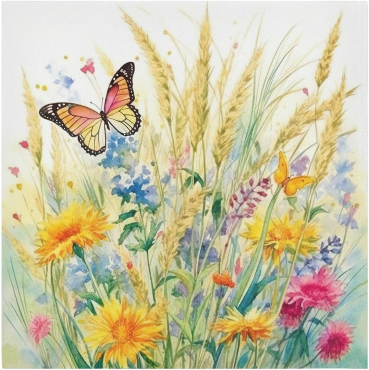 GZHJMY Flower Field Cloth Napkins Set of 4,Reusable Washable Polyester ...
