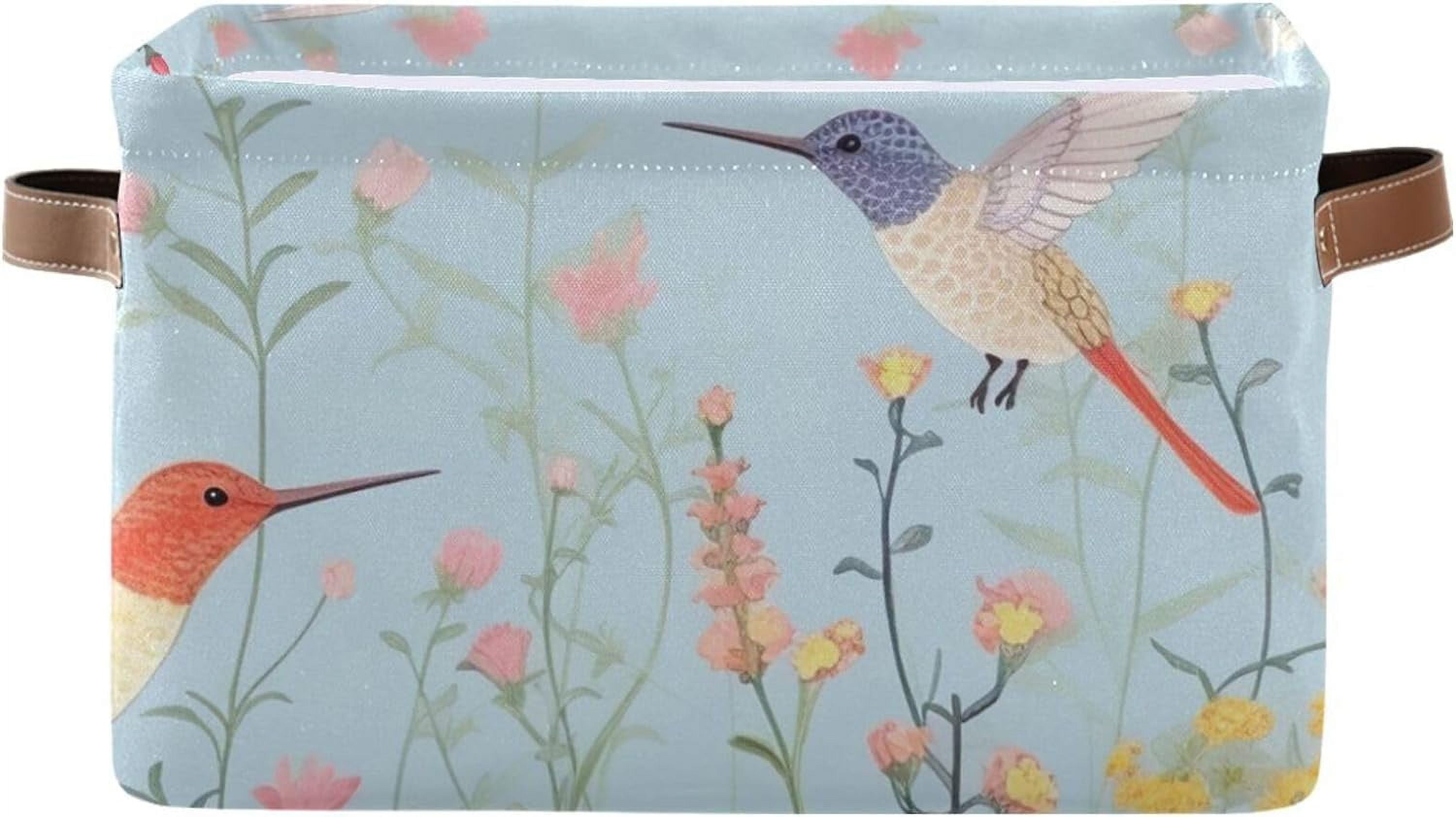 GZHJMY Flowers & Birds Storage Bins Foldable Canvas Fabric Storage ...