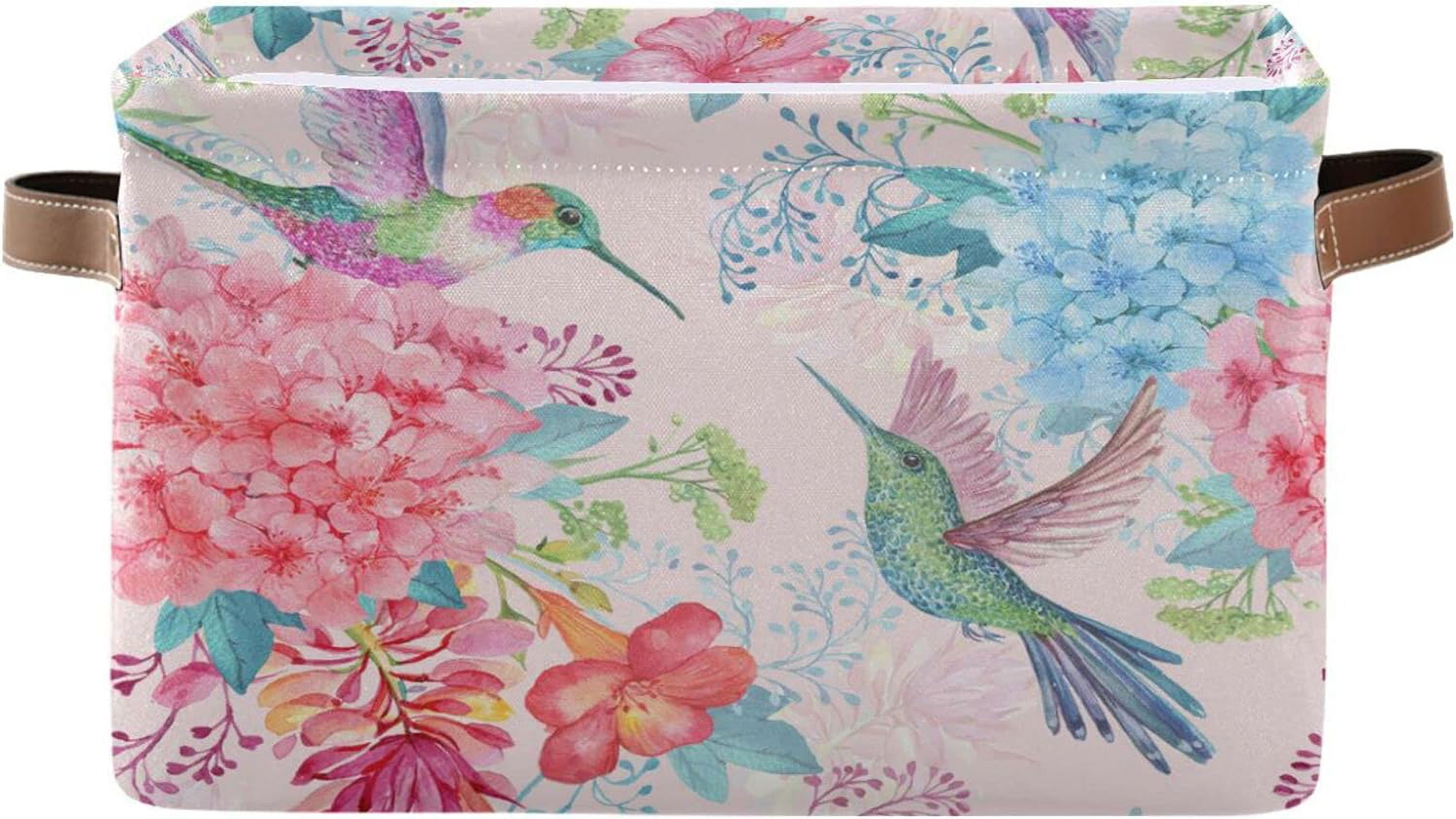 GZHJMY Flowers Hummingbirds Large Square Storage Basket Bin with ...