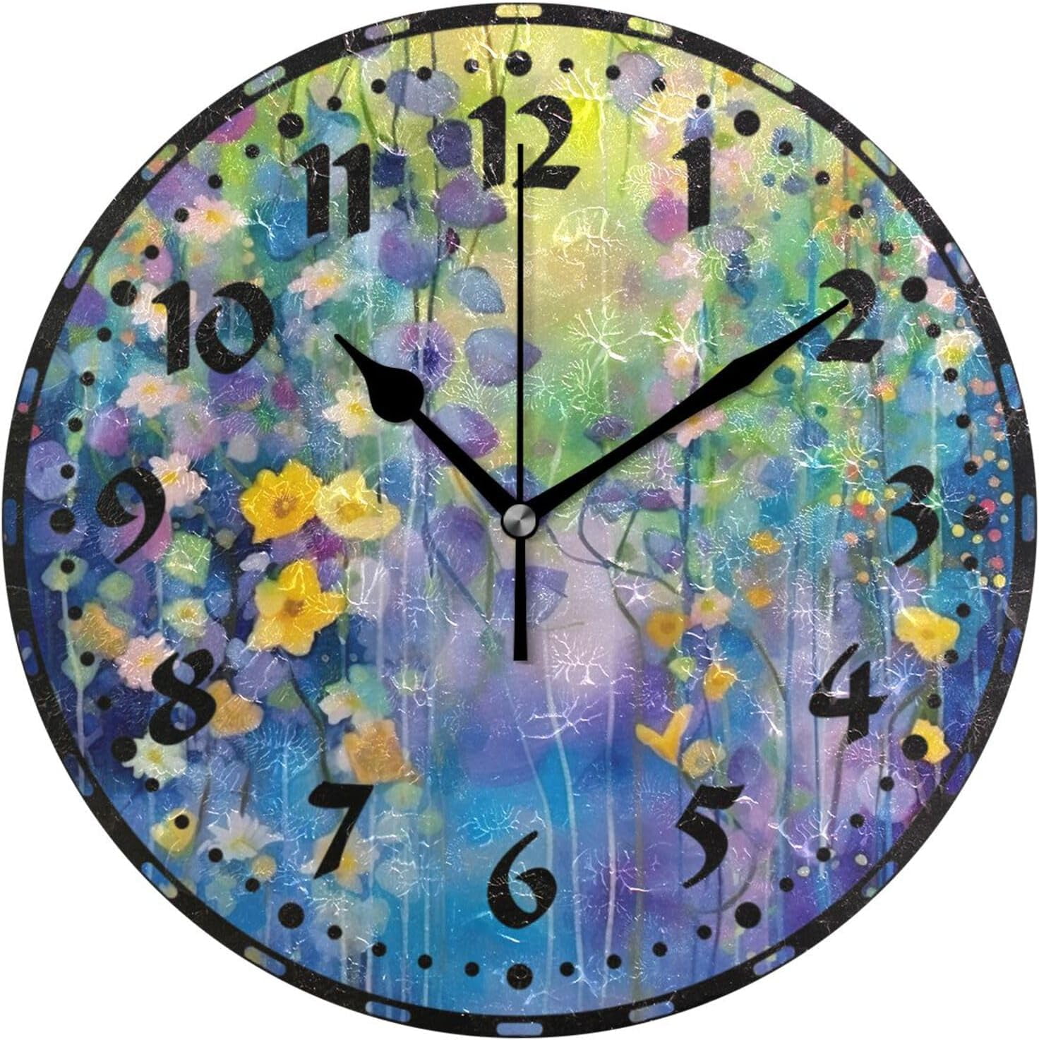 GZHJMY Flowers and Leaves Wall Clock, Silent Non Ticking 10 Inch ...