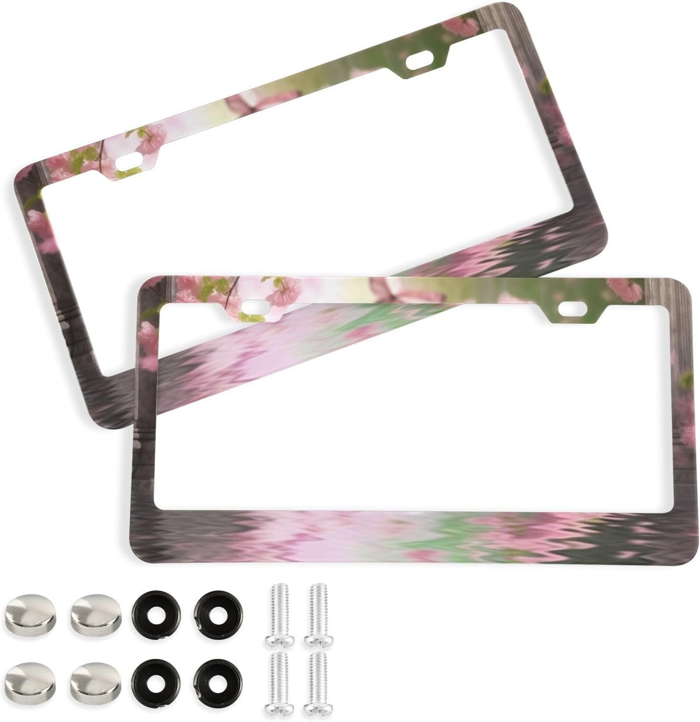 GZHJMY Fluttering Butterfly License Plate Frames 2 Pack Aluminum ...