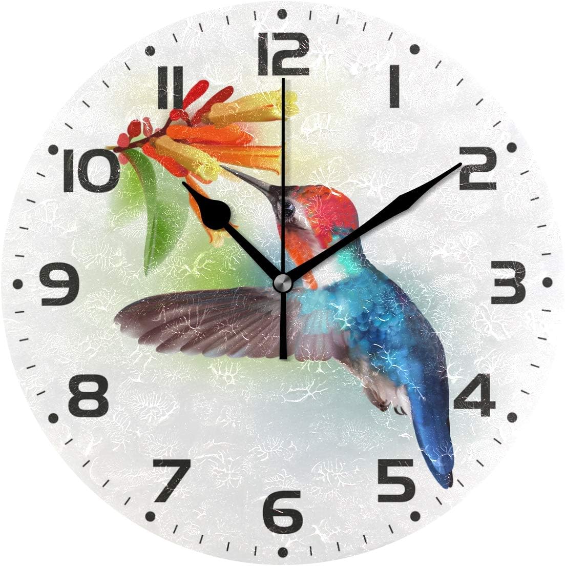 GZHJMY Flying Bee Hummingbird Sipping Flower Tropical Floral Round ...