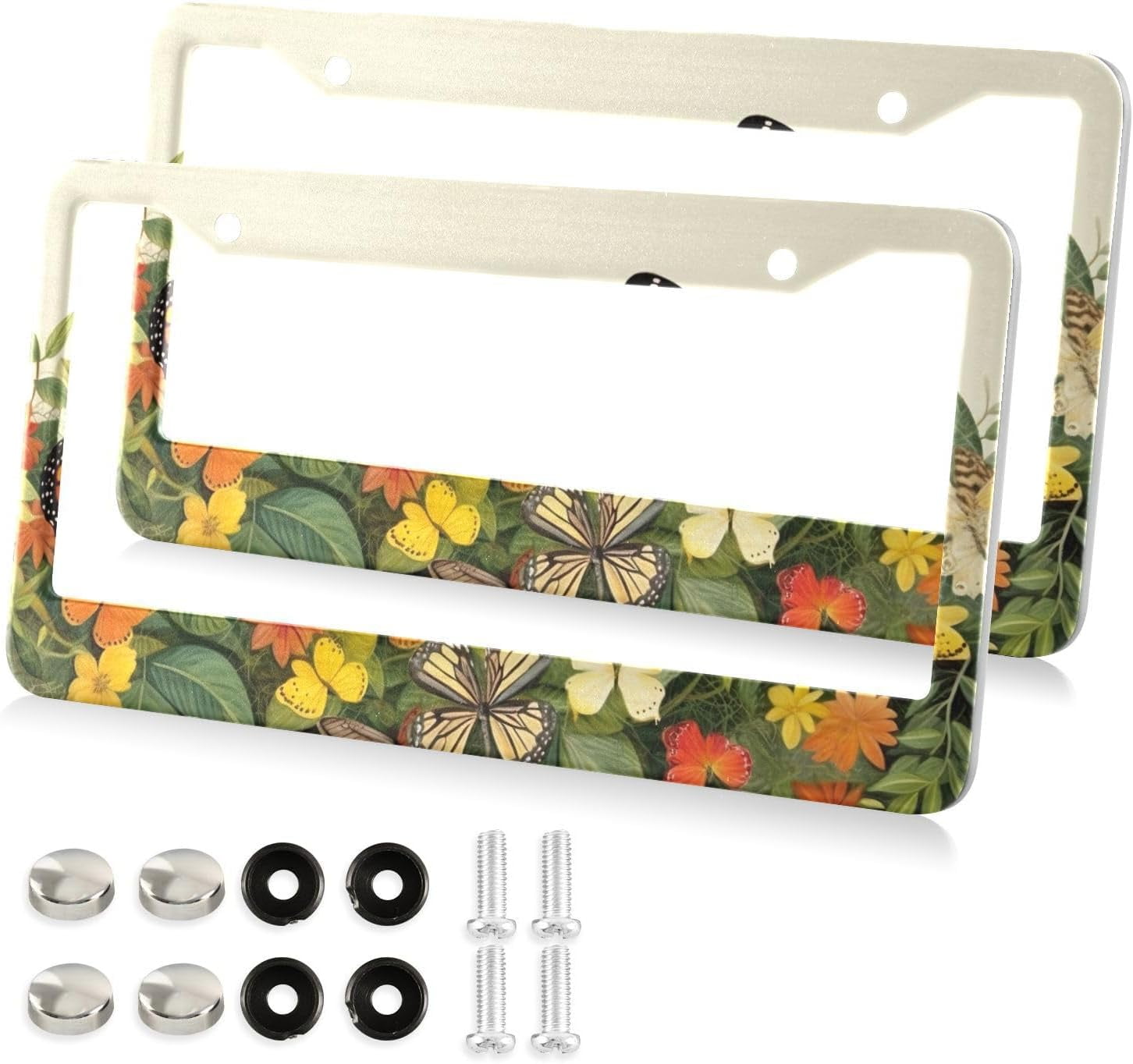 GZHJMY Flying Butterflies License Plate Frames 2 Pack Aluminum License ...