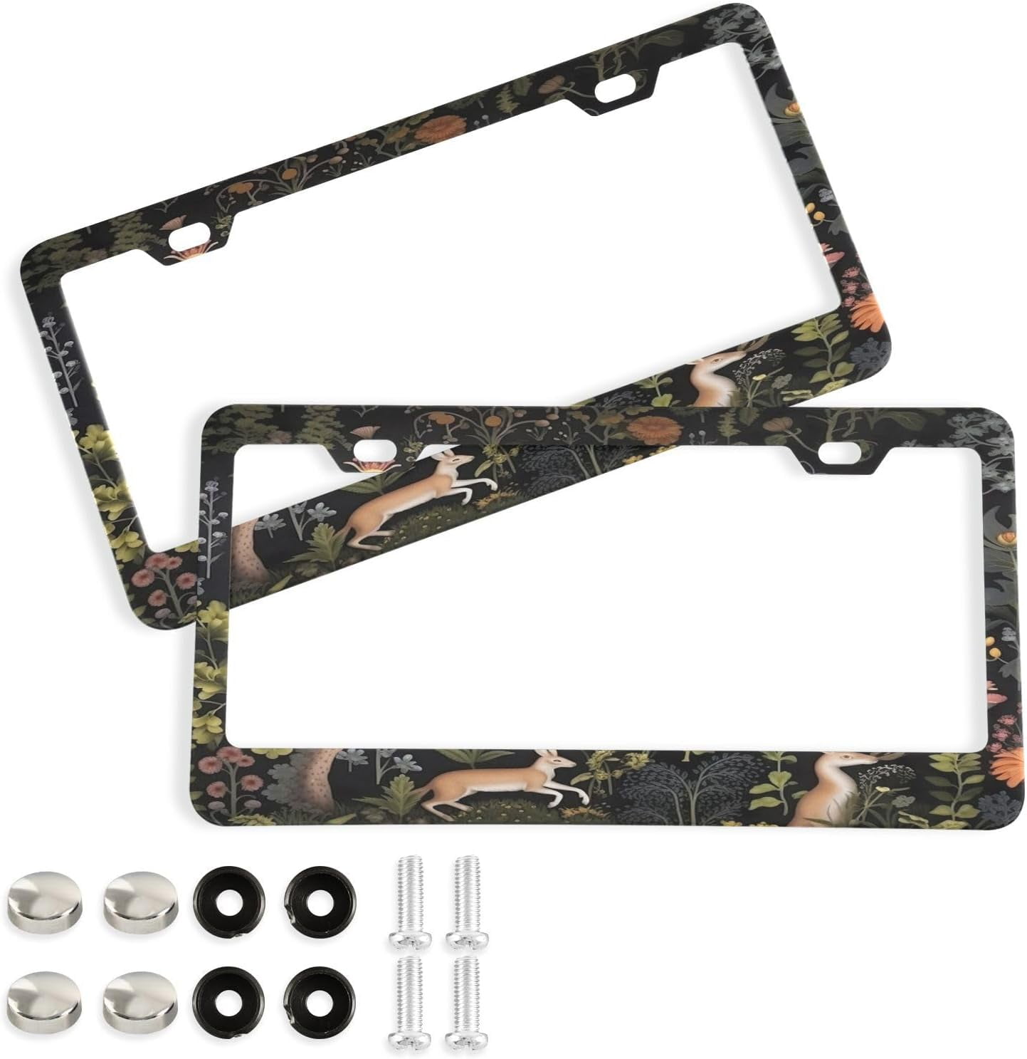 GZHJMY Forest Animal License Plate Frames Set of 2, Universal Aluminum ...