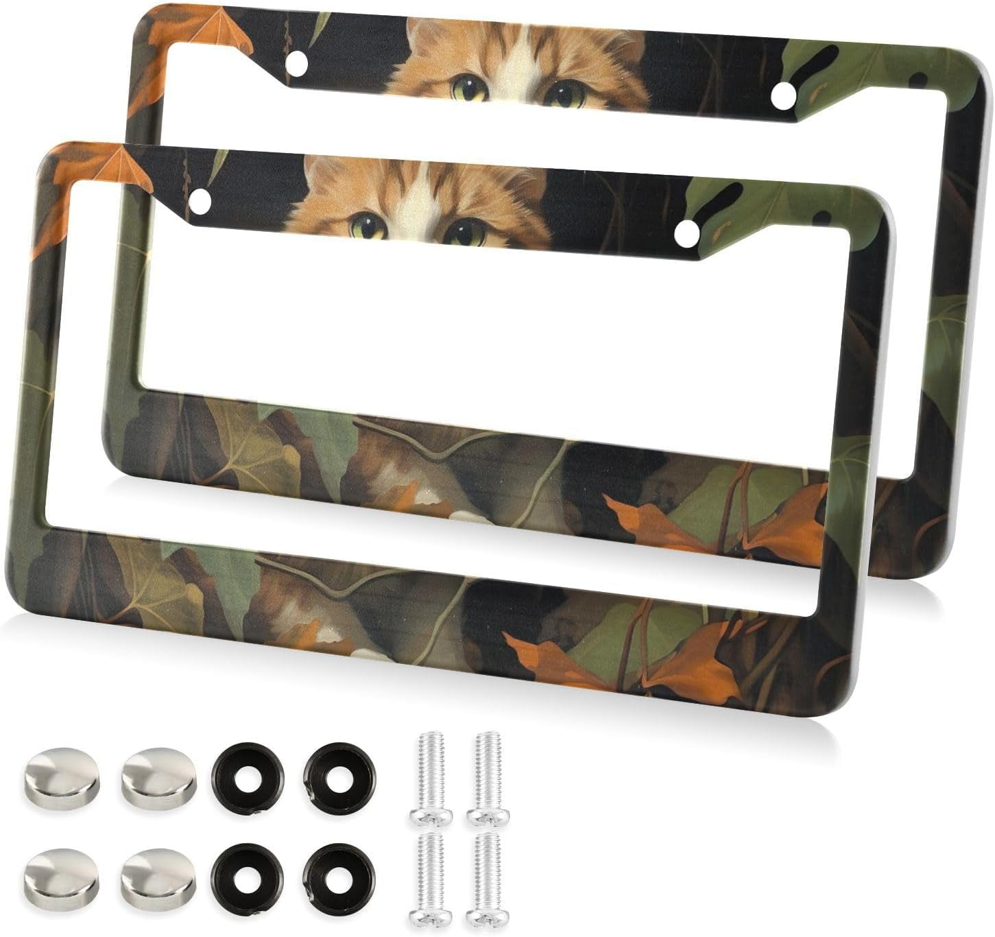 GZHJMY Forest Cat Pattern License Plate Frames 2 Pack Aluminum License ...