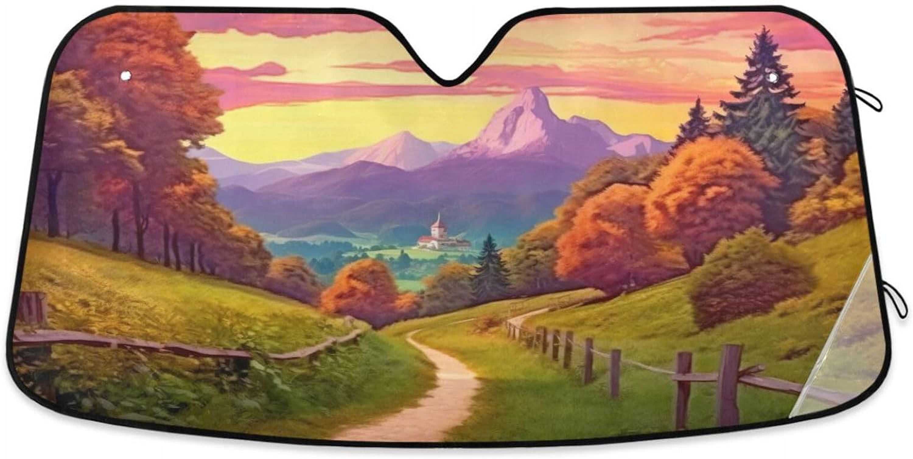 GZHJMY Forest Landscape Car Windshield Sun Shade Foldable Sun Shield ...