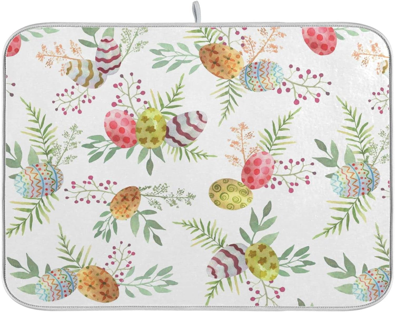 GZHJMY Fresh Colors Easter Eggs Floral Absorbent Large Dish Drying Mat ...