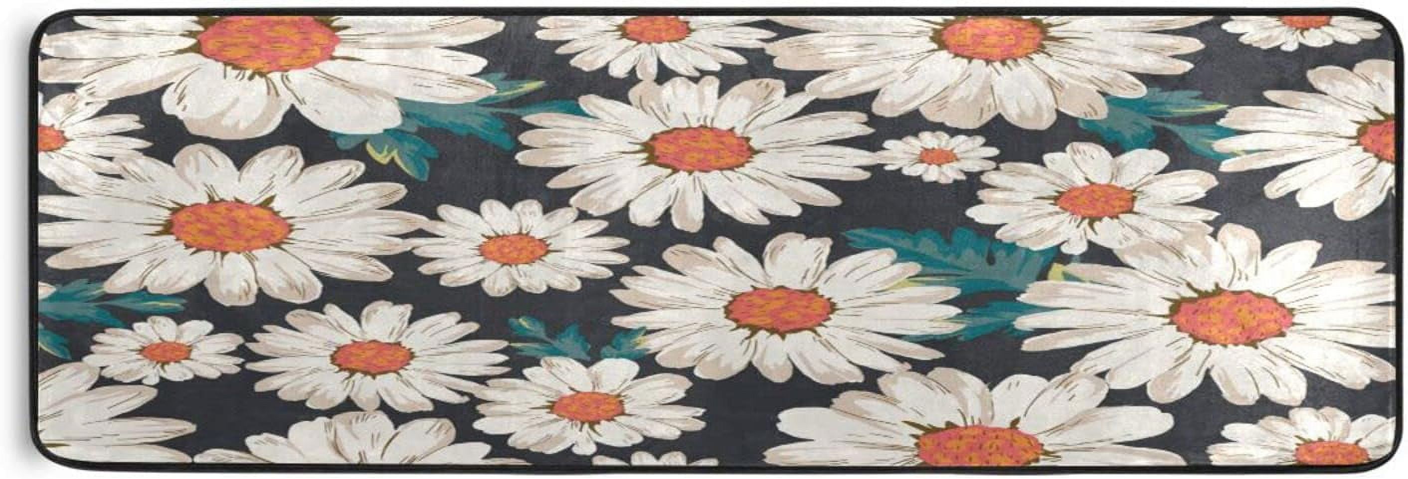 GZHJMY Fresh Daisy Area Rug - 2' x 6' Washable Runner Rugs with Rubber ...