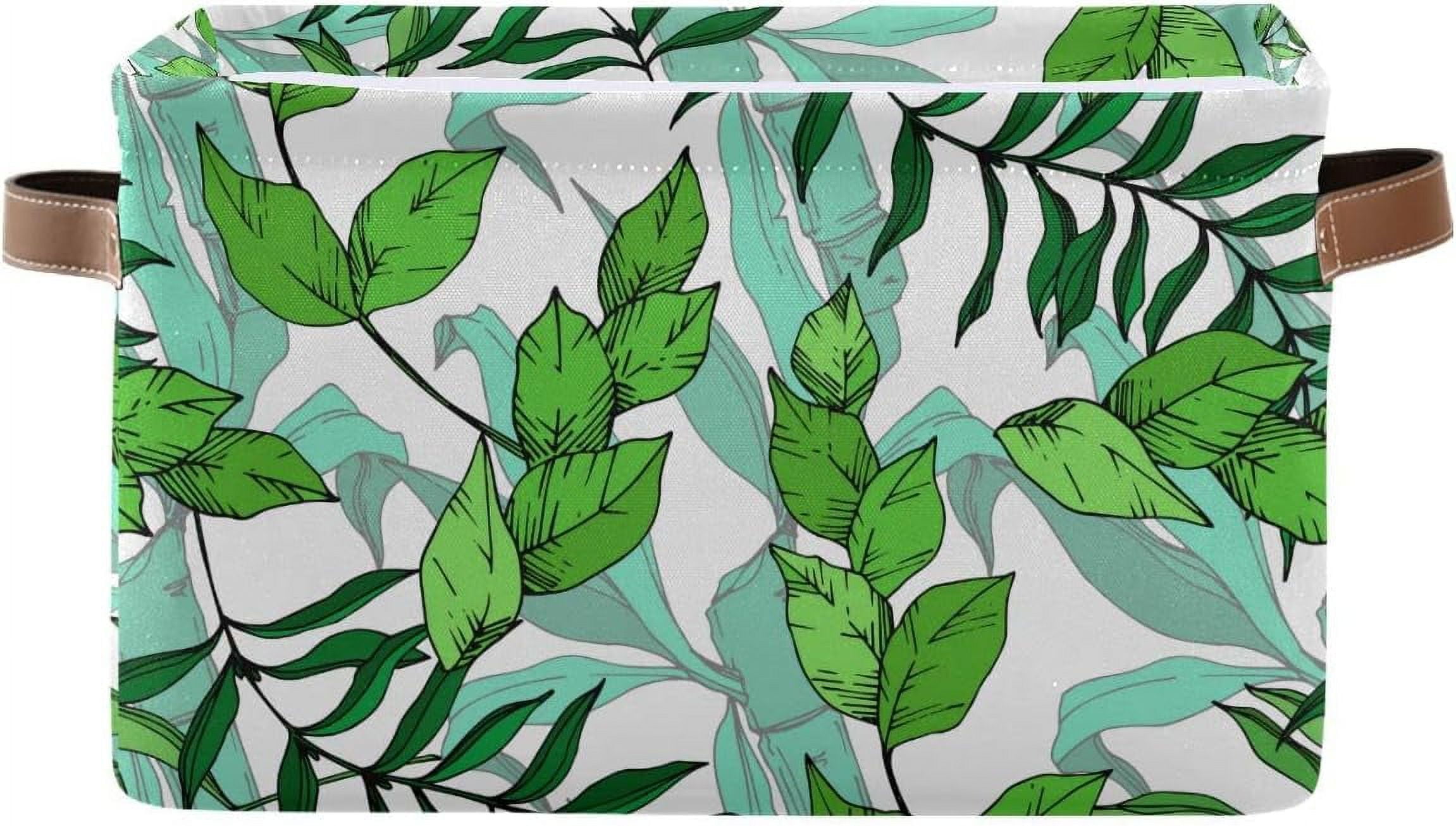 GZHJMY Fresh Green Leaves Tropical Plants Square Storage Basket Storage ...