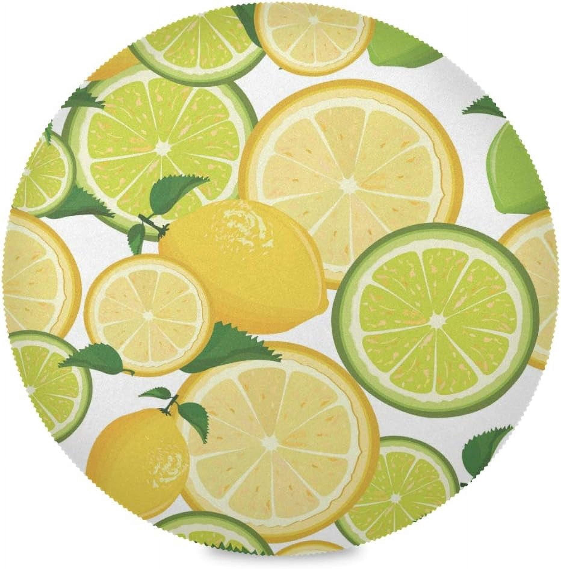 GZHJMY Fresh Lemon Lime Round Placemats Washable Plate Table Mats for ...