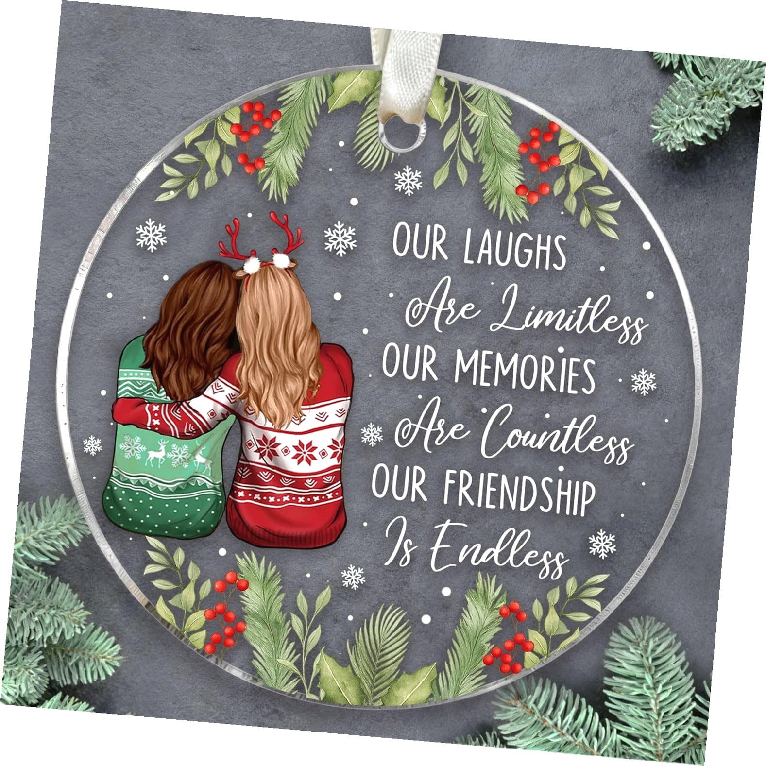 GZHJMY Friendship for Friend Ornament Bestie for Besties Acrylic ...