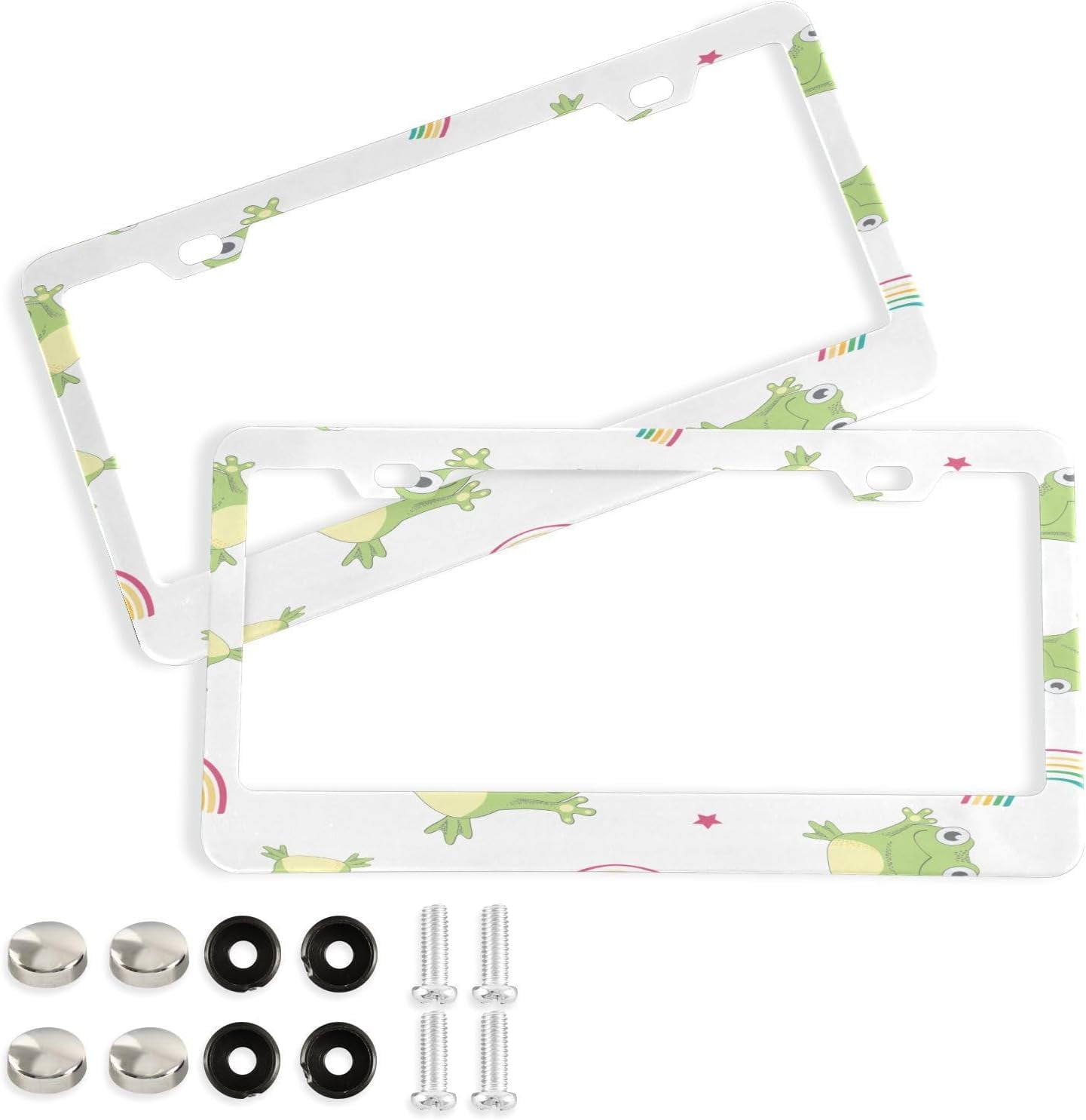 GZHJMY Frogs Rainbow License Plate Frames Set of 2, Universal Aluminum ...