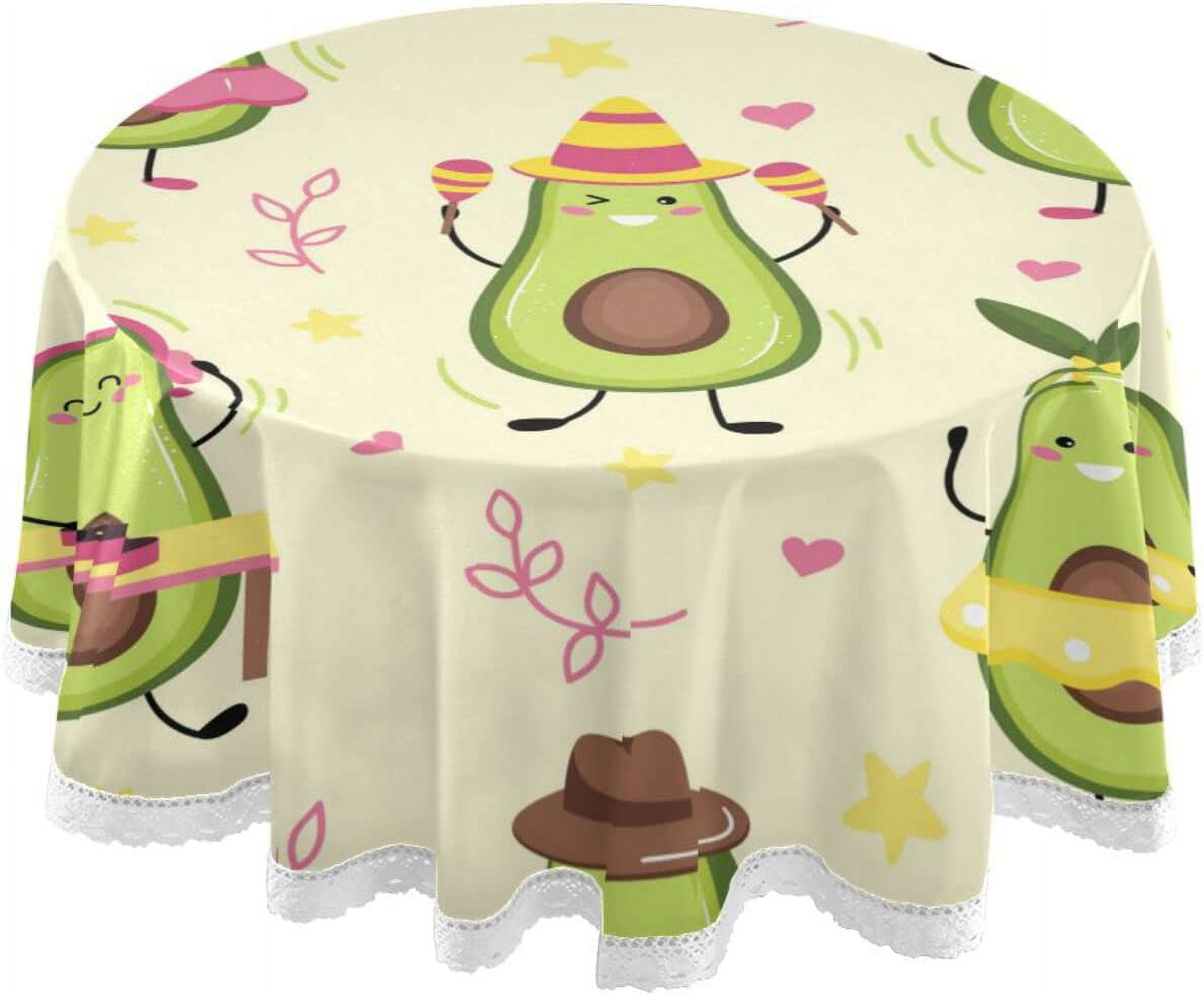 GZHJMY Funny Avocado Polyester Fiber Round Lace Tablecloth, Delicate ...