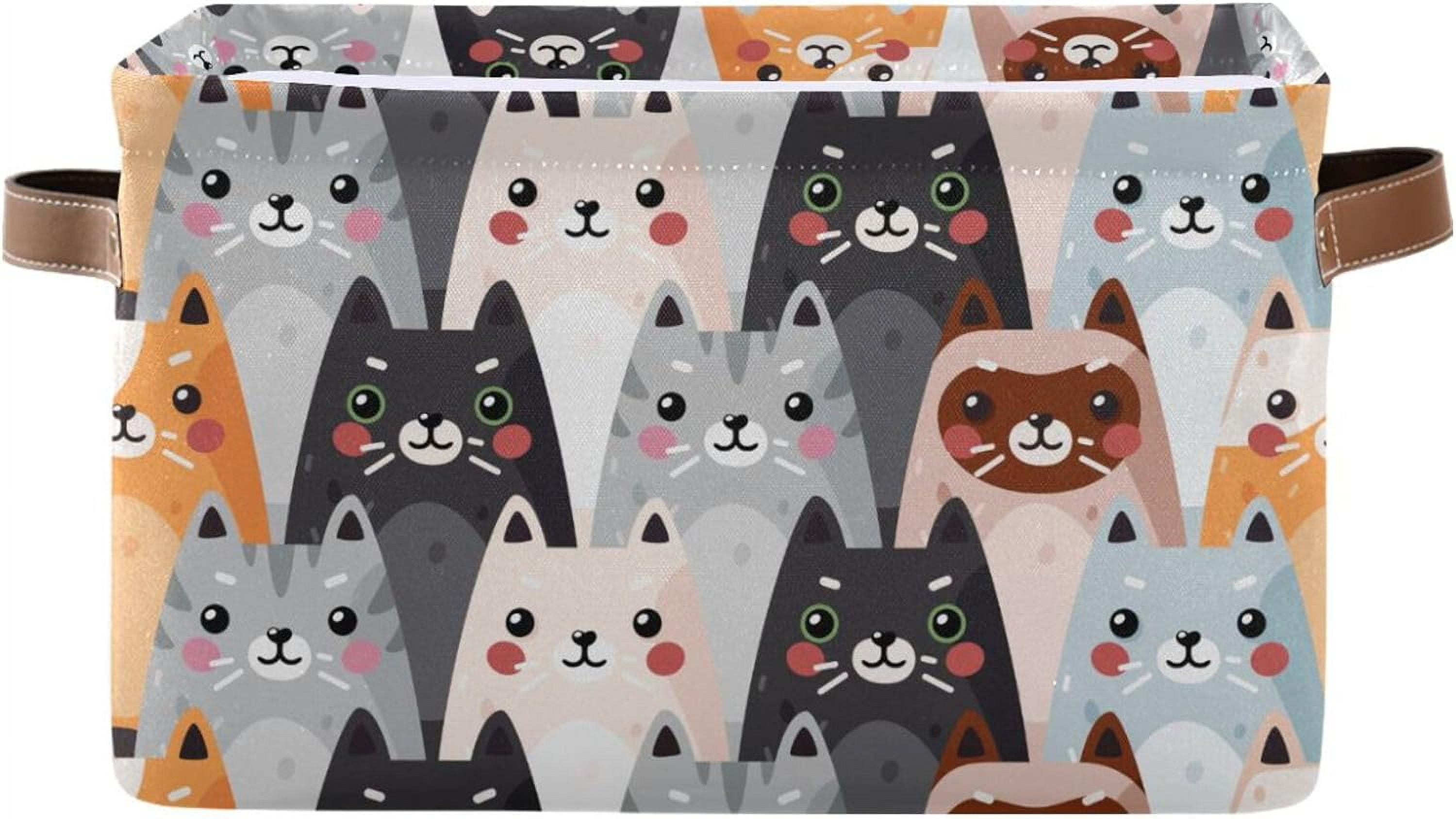GZHJMY Funny Cartoon Animal Characters Cat Storage Basket, Durable ...