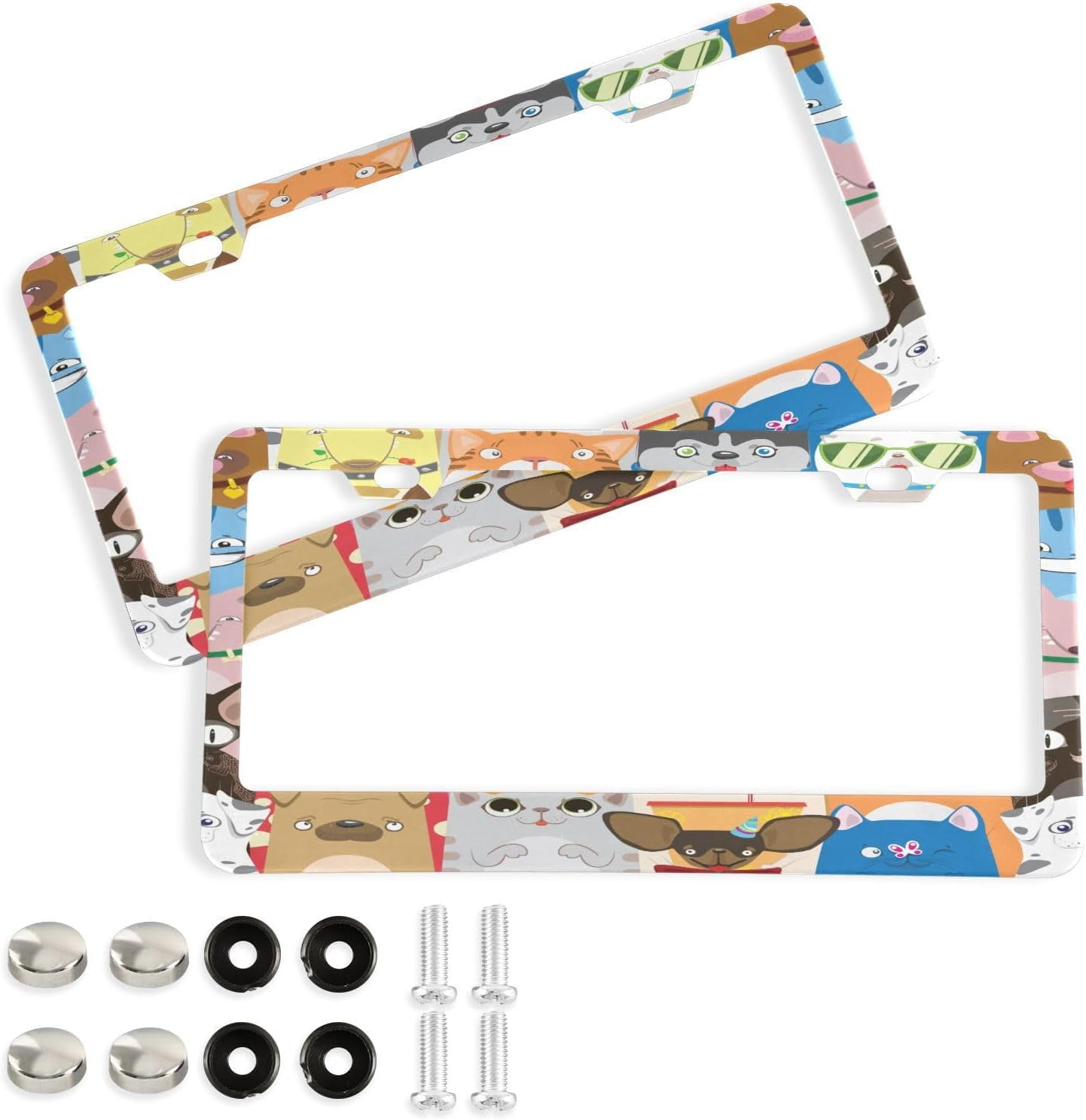 GZHJMY Funny Cats & Dogs License Plate Frames Set of 2, Universal ...