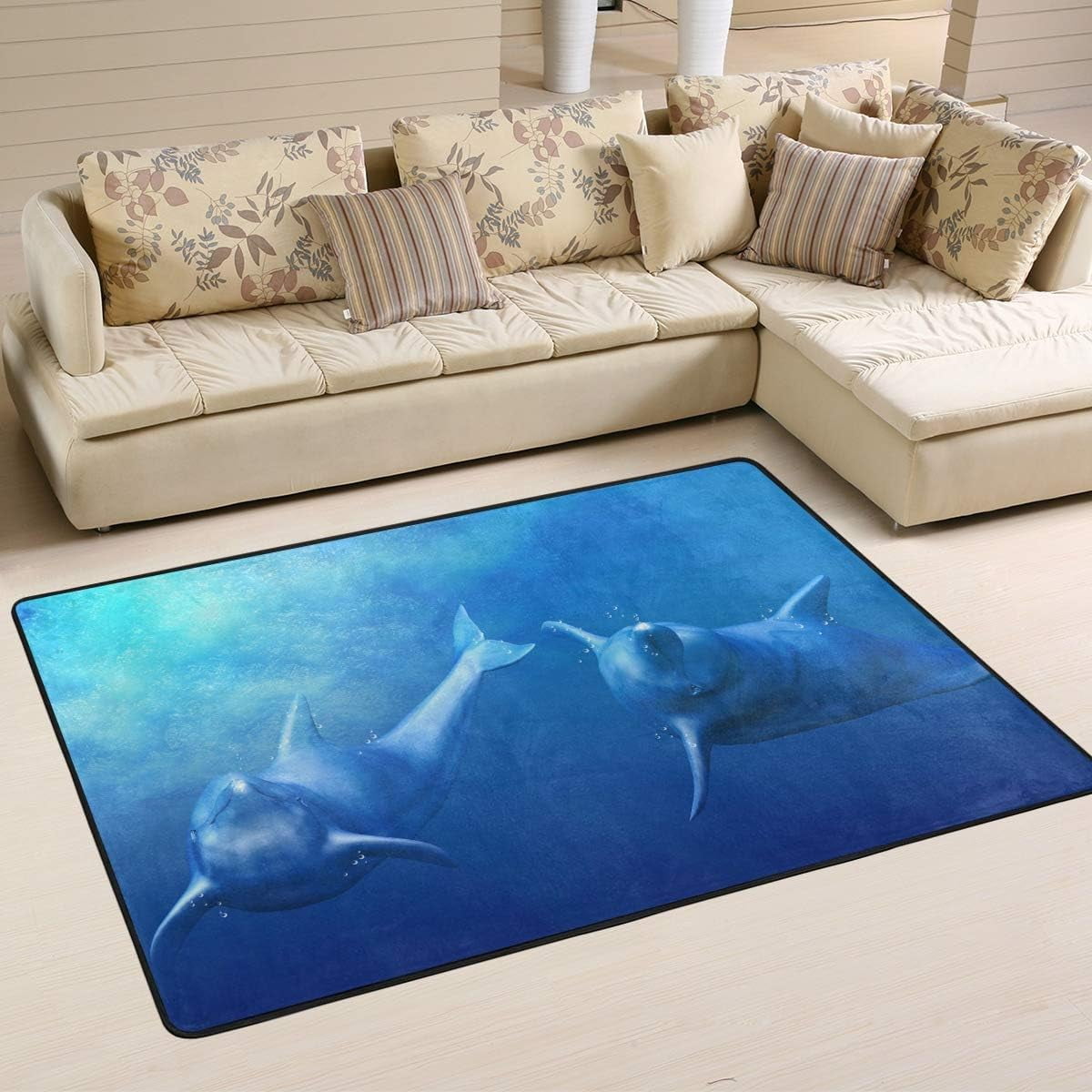 GZHJMY Funny Dolphin Non Slip Area Rug for Living Dinning Room Bedroom ...