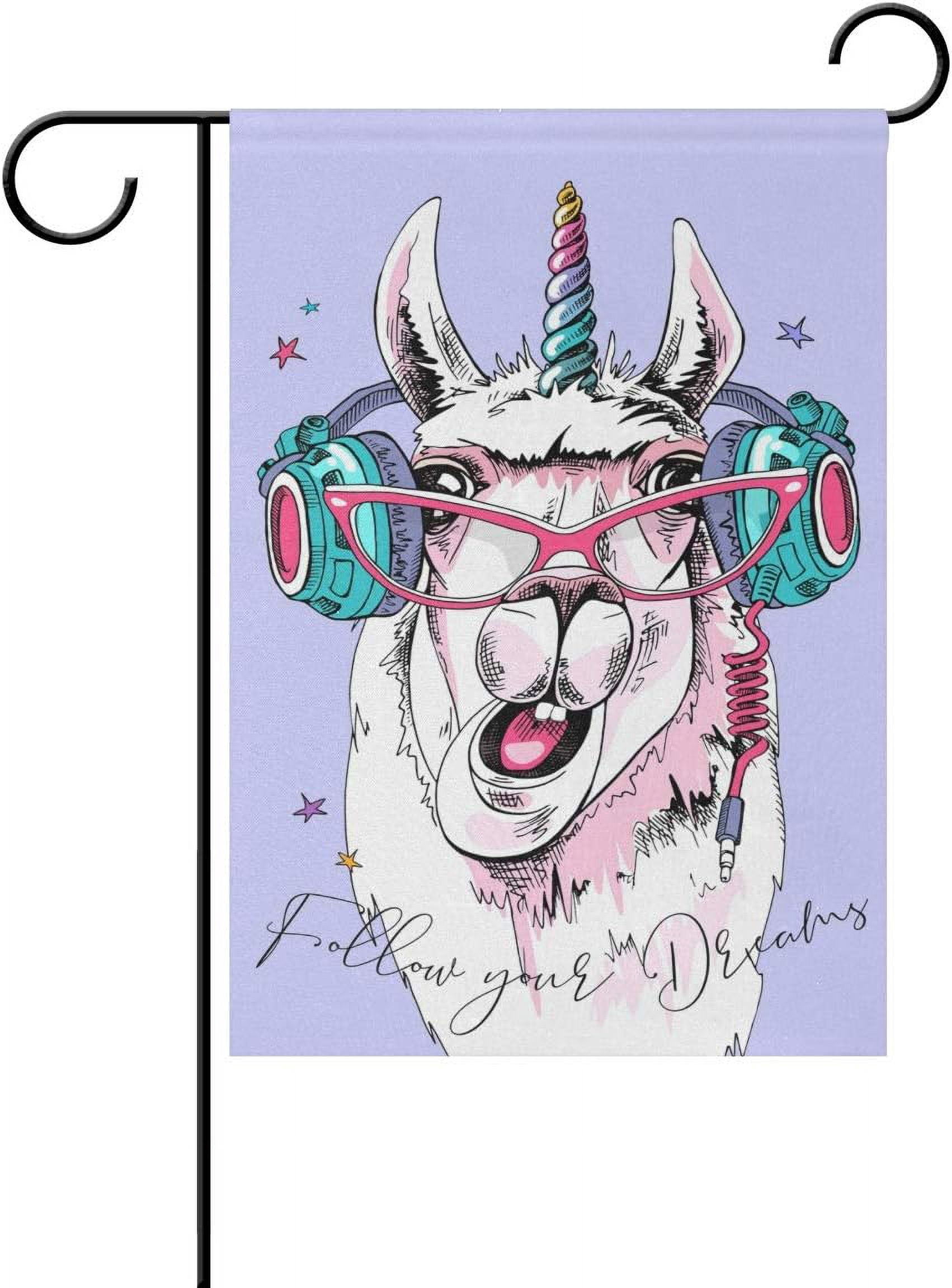 GZHJMY Funny Llama Alpaca Rainbow Unicorn Garden Flag 12 x 18 Inch ...