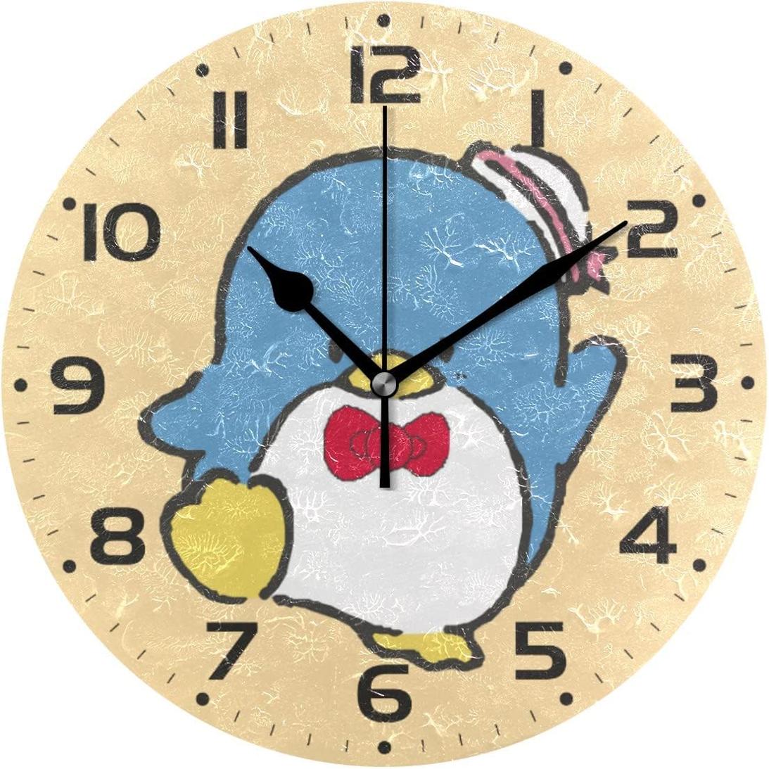 GZHJMY Funny Penguine Wall Clock, 10" Silent Non Ticking Round Clock ...