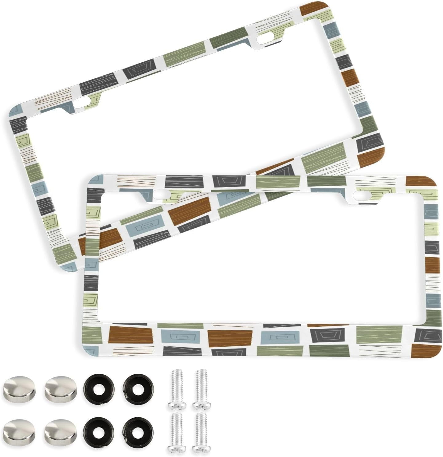 GZHJMY Funny Plaid and Lines License Plate Frames Set of 2, Universal ...