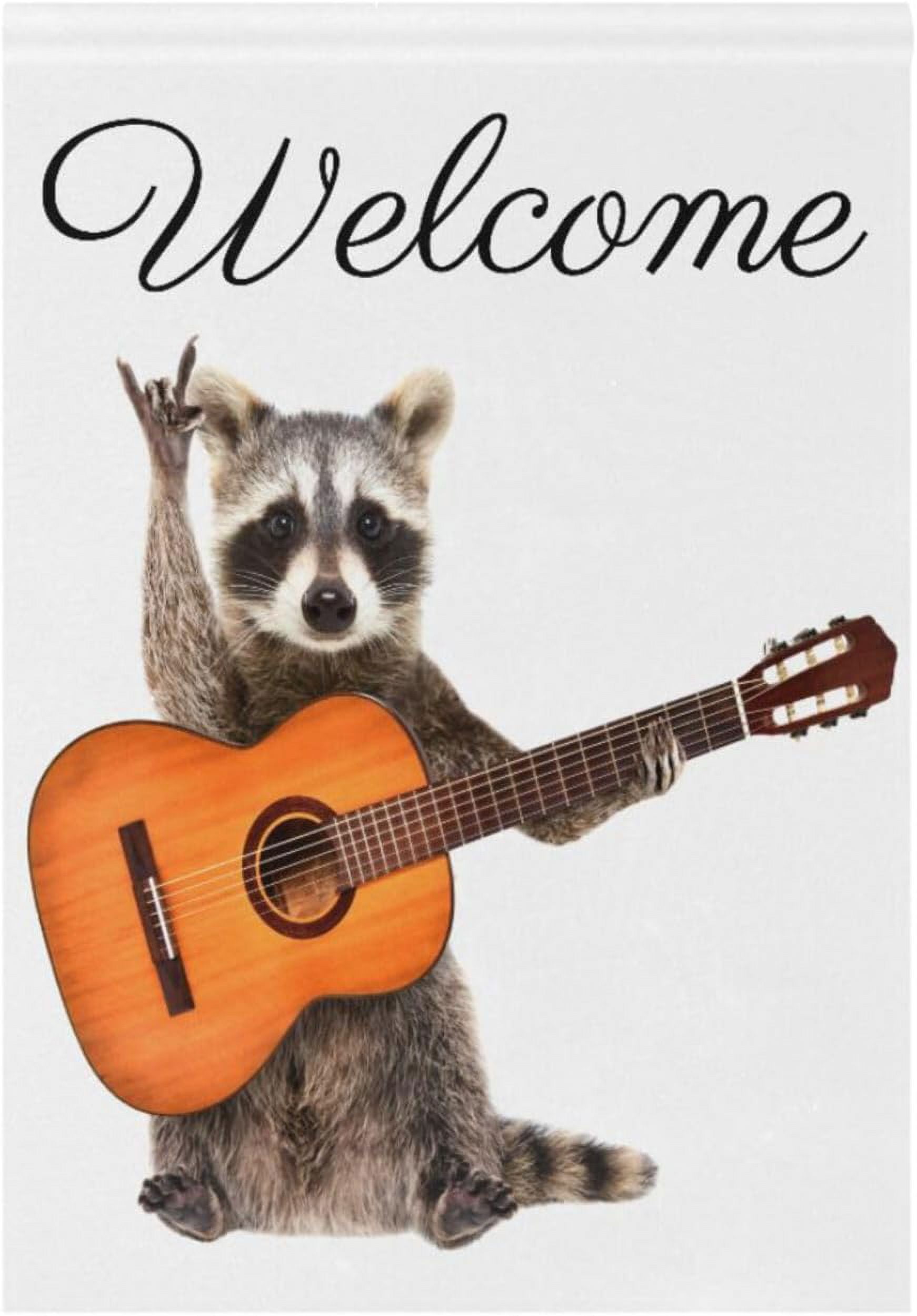 GZHJMY Funny Raccoon Guitar Garden Flag 12 x 18 Inch Vertical Double ...