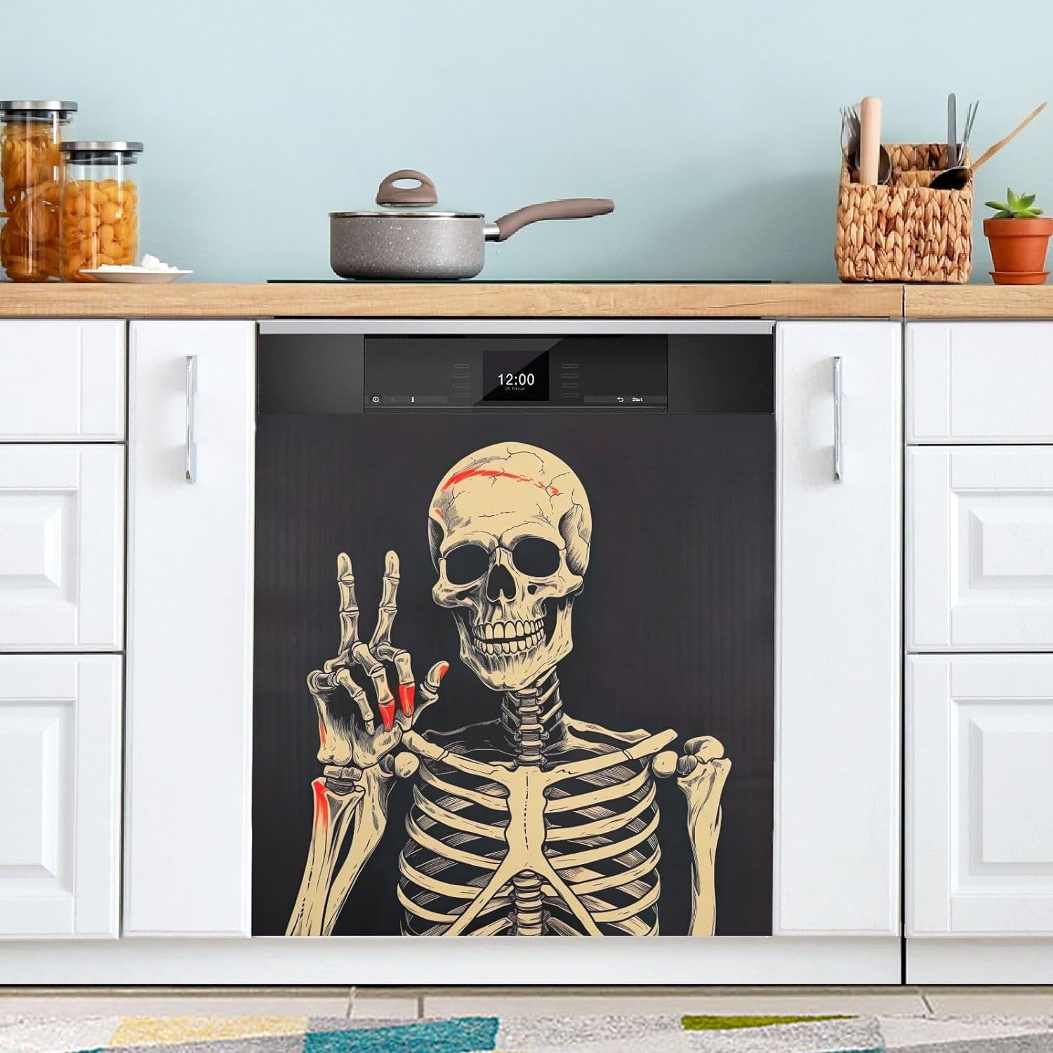 GZHJMY Funny Skeleton Dishwasher Magnet Cover Dishwasher Front Door ...