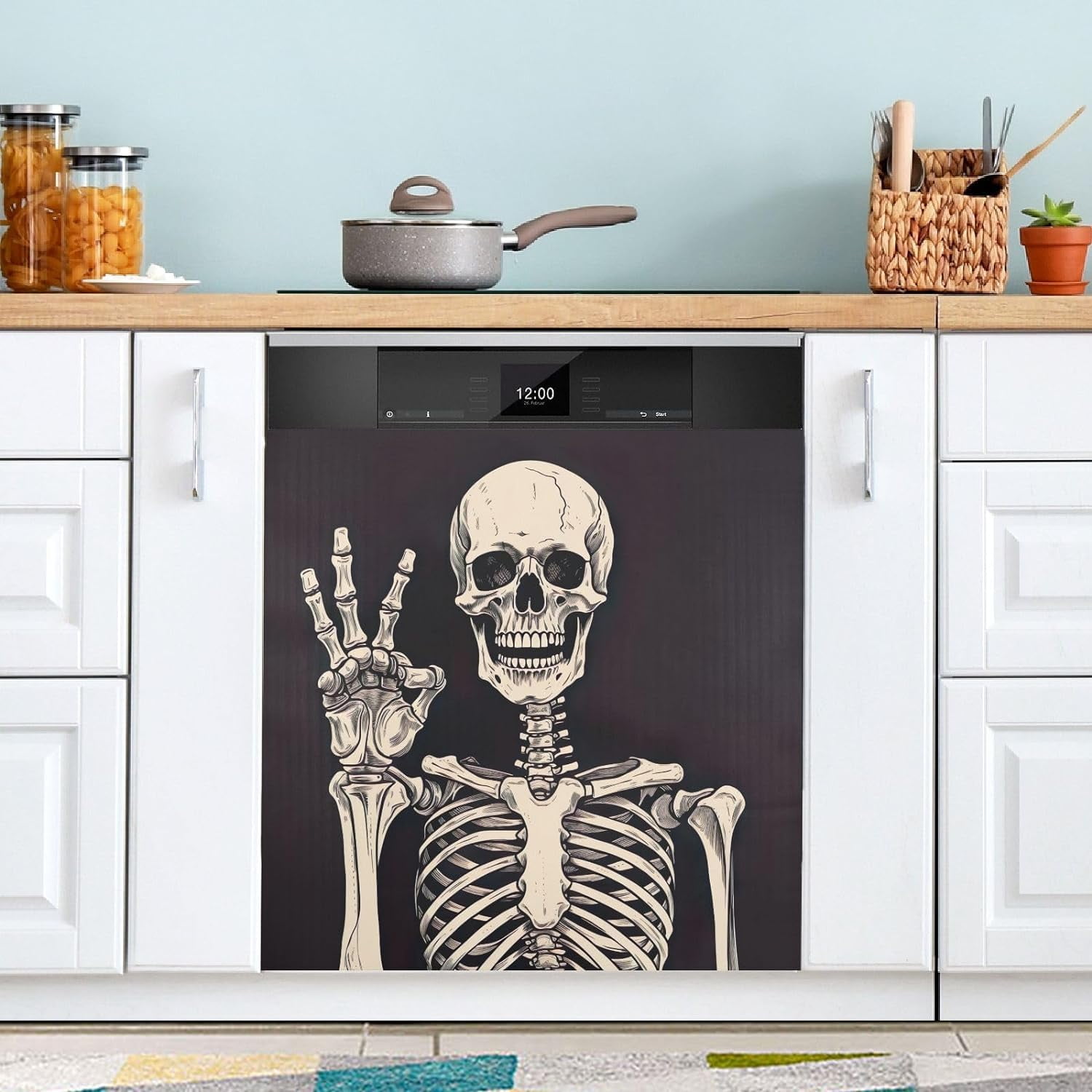 GZHJMY Funny Skeleton Dishwasher Magnet Cover Dishwasher Front Door ...