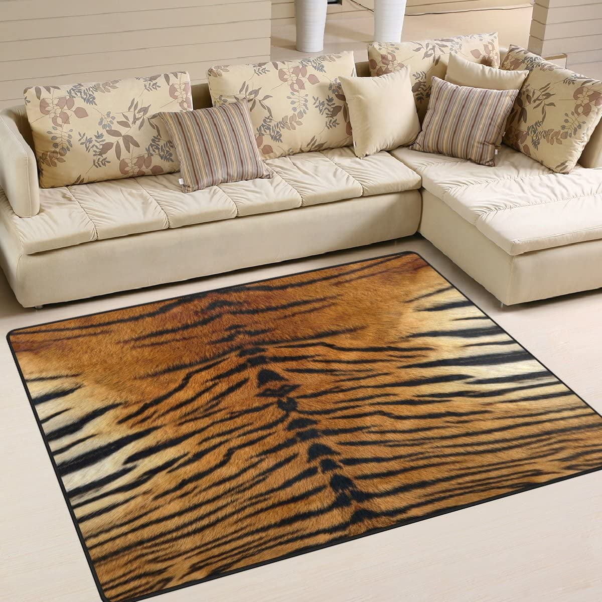 GZHJMY Funny Tiger Print Area Rug Living Room Rugs - 5'3" x4 Abstract ...
