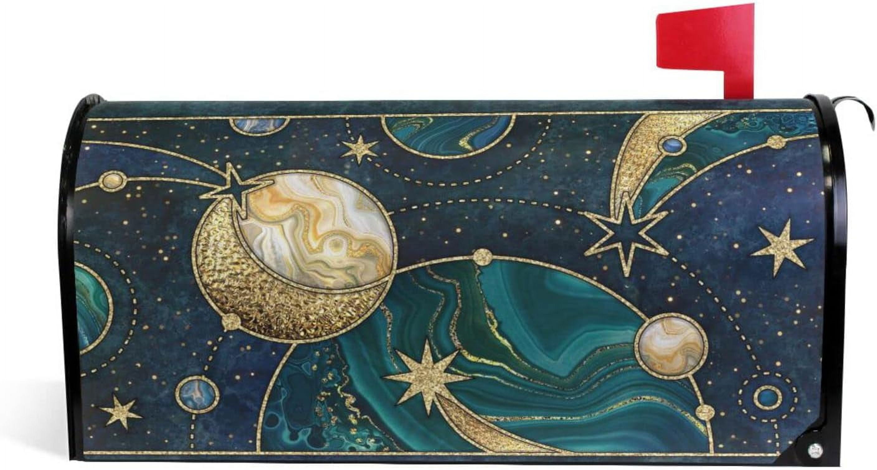 GZHJMY Galaxy Cosmic Planets Green Marble Magnetic Mailbox Cover Large ...