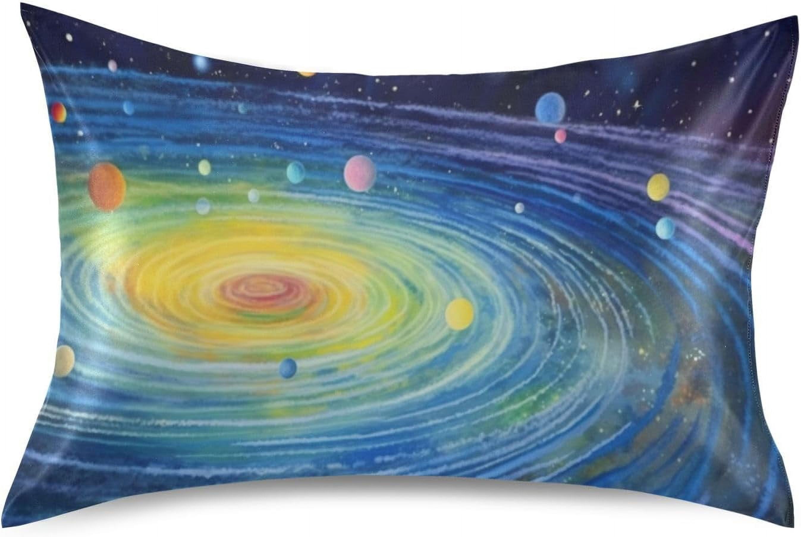 GZHJMY Galaxy Planets Satin Pillowcase, Soft Breathable Silk Pillow ...