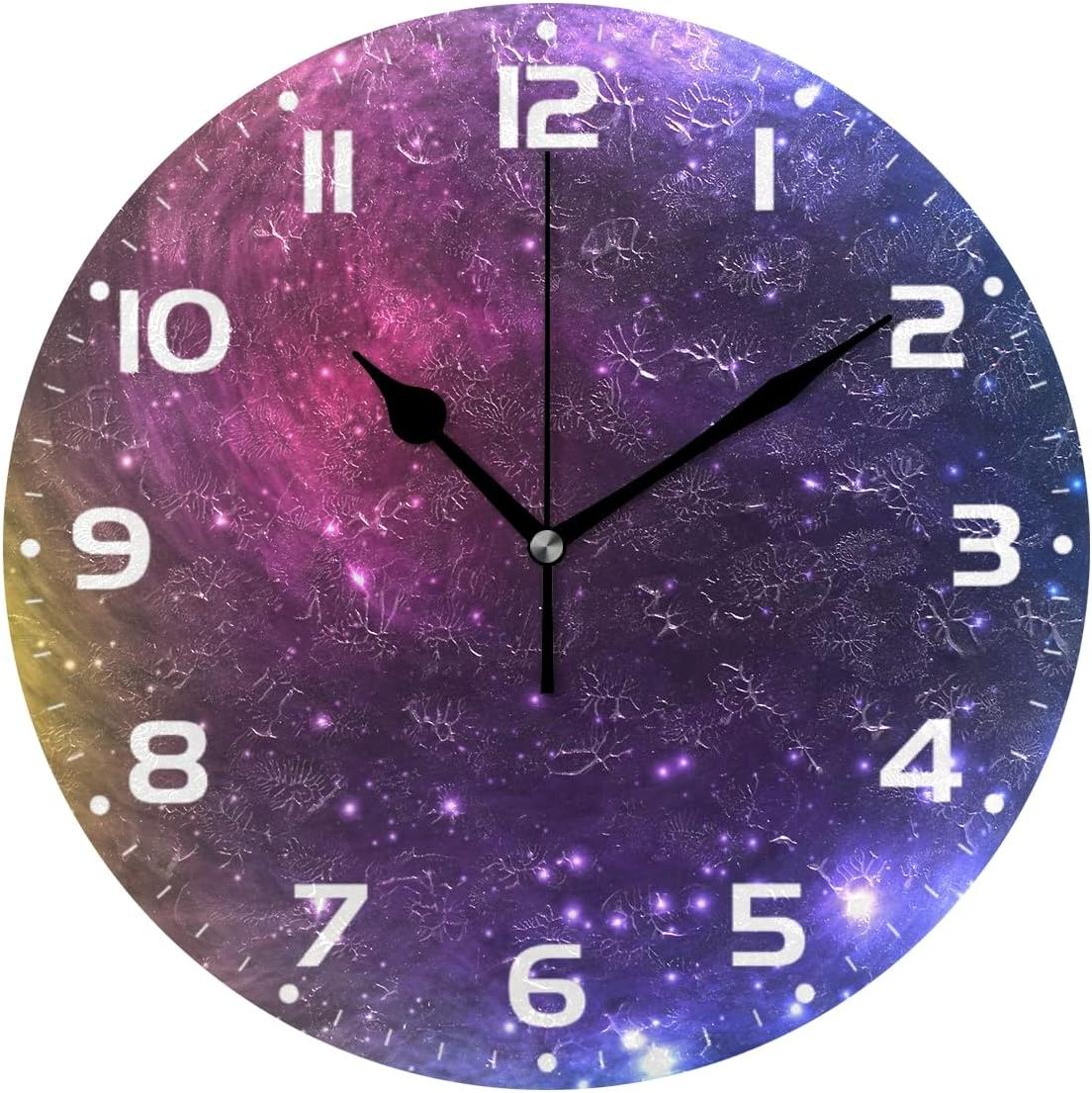 GZHJMY Galaxy Space Wall Clock, 10" Silent Non Ticking Round Clock, Oil ...