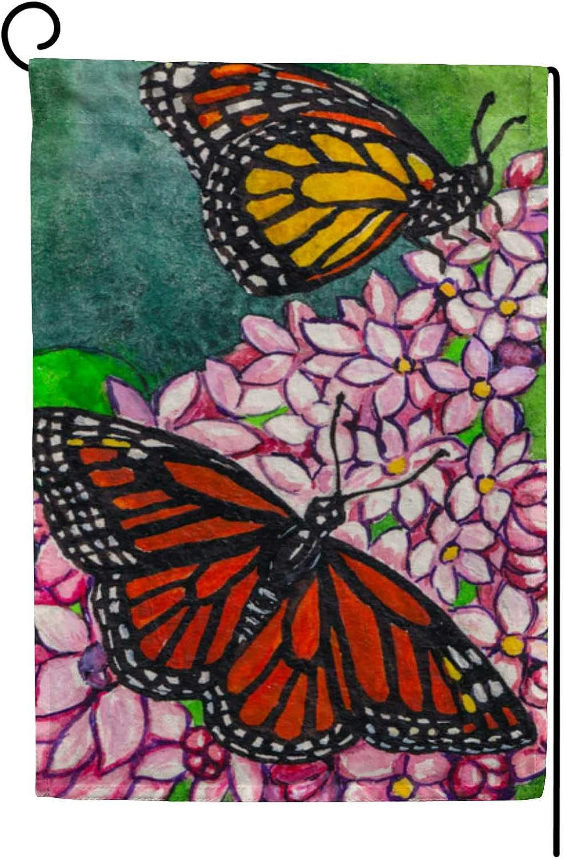 GZHJMY Garden Flag Butterfly Monarch Polyester Double Sided Printing ...