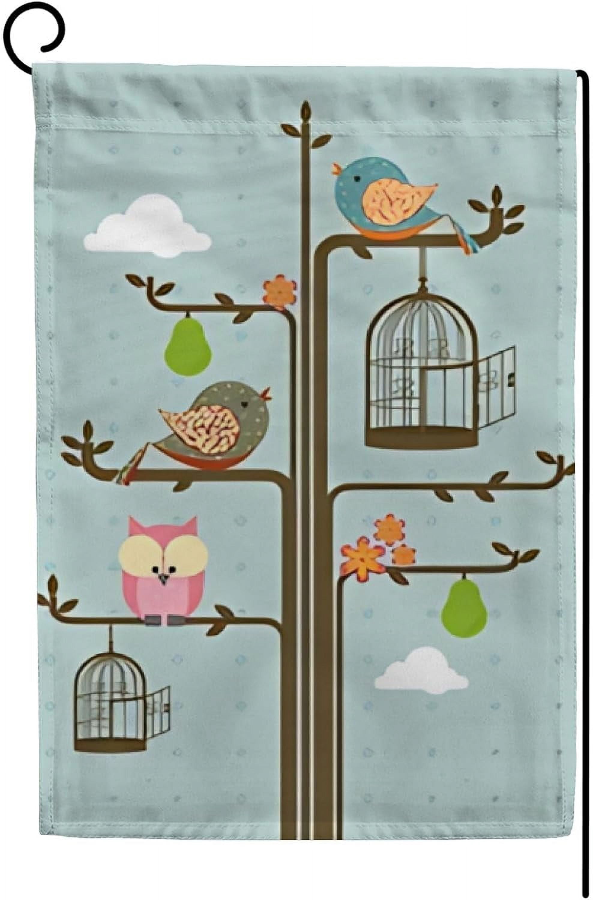 GZHJMY Garden Flag Double Sided Birds on Tree Branch, Fade Resistant ...