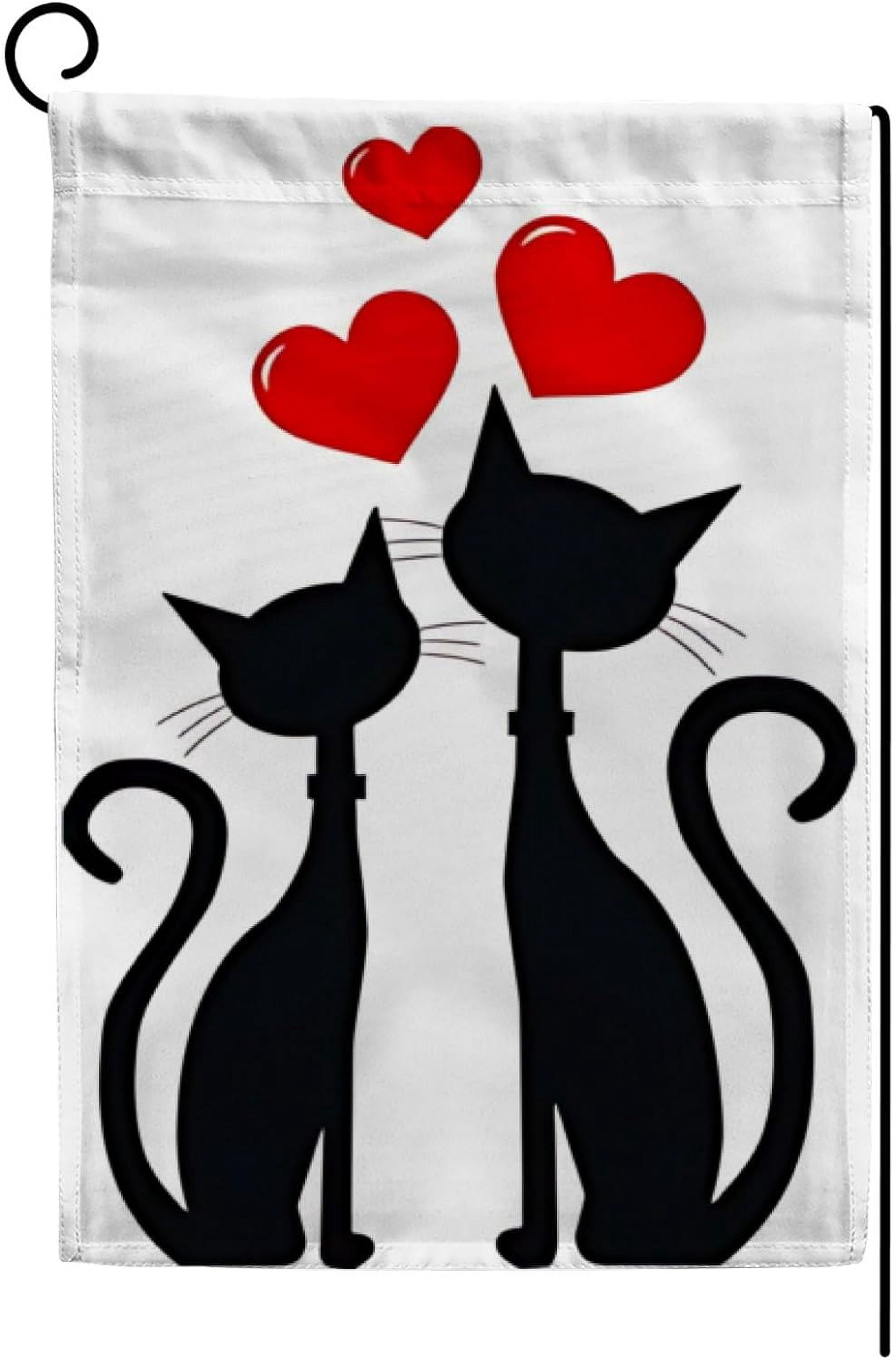 GZHJMY Garden Flag Double Sided Black Cats in Love, Fade Resistant Yard ...