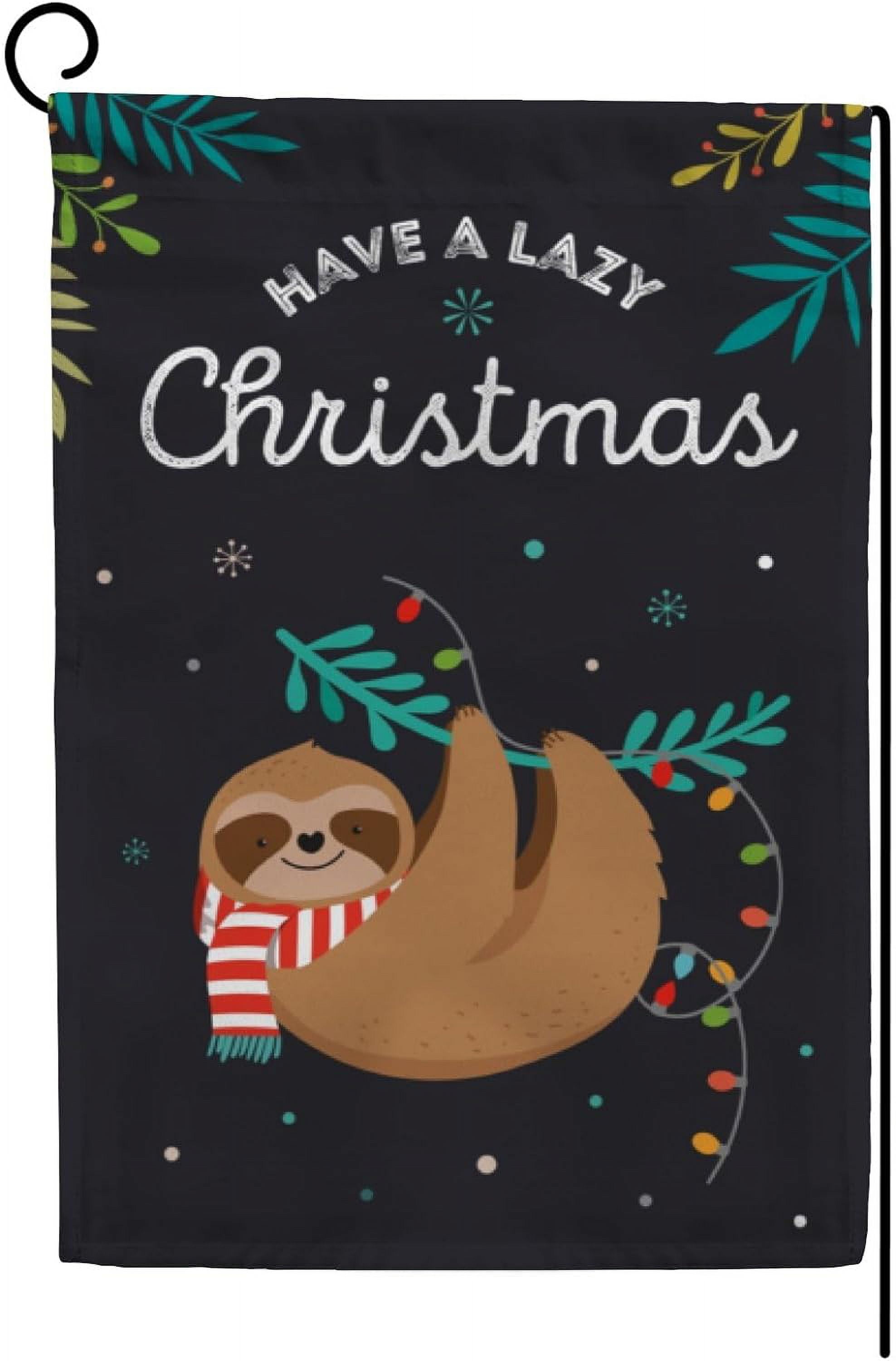 GZHJMY Garden Flag Double Sided Christmas Lazy Sloth, Fade Resistant ...