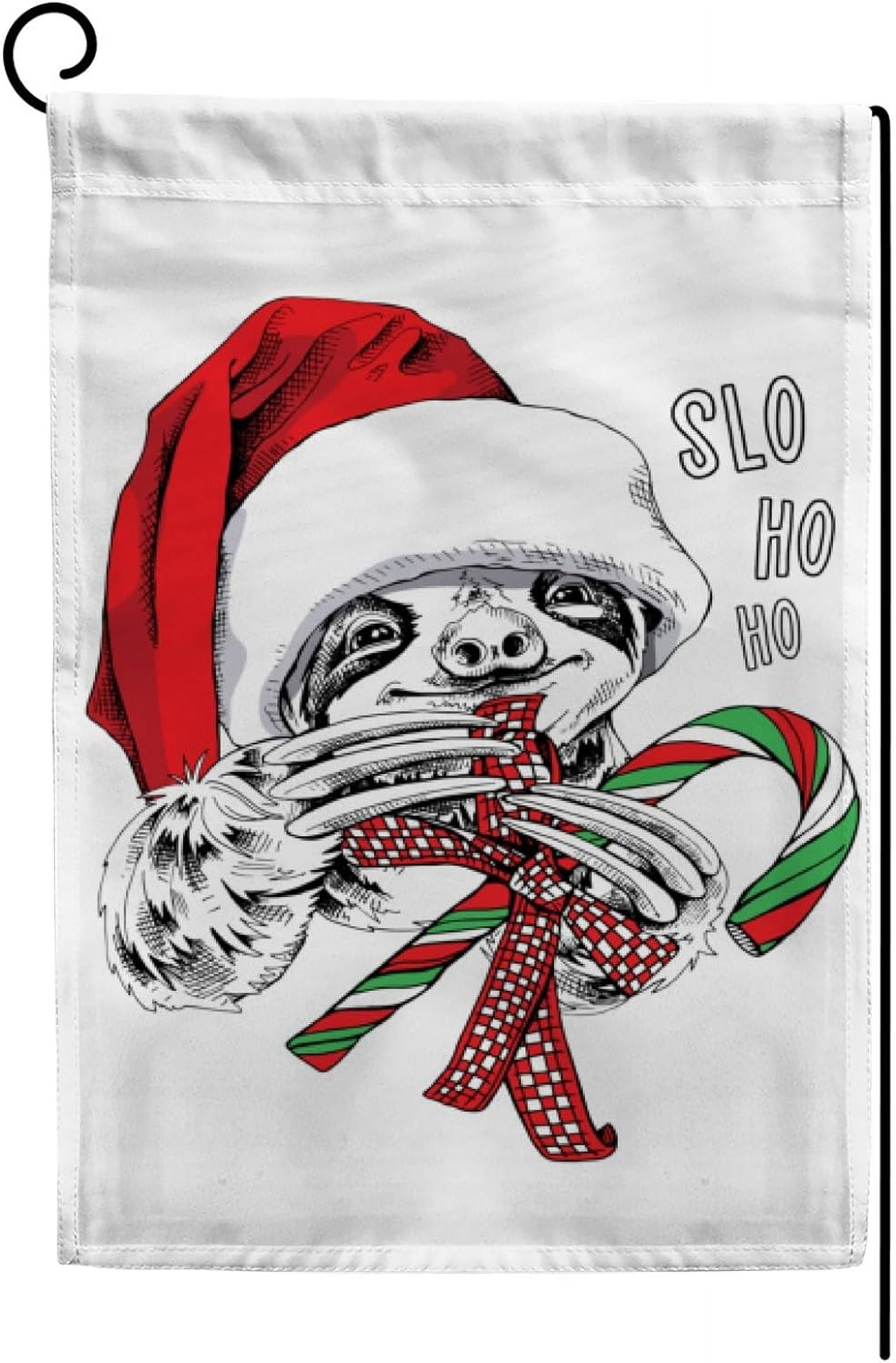 GZHJMY Garden Flag Double Sided Christmas Smiling Sloth, Fade Resistant ...