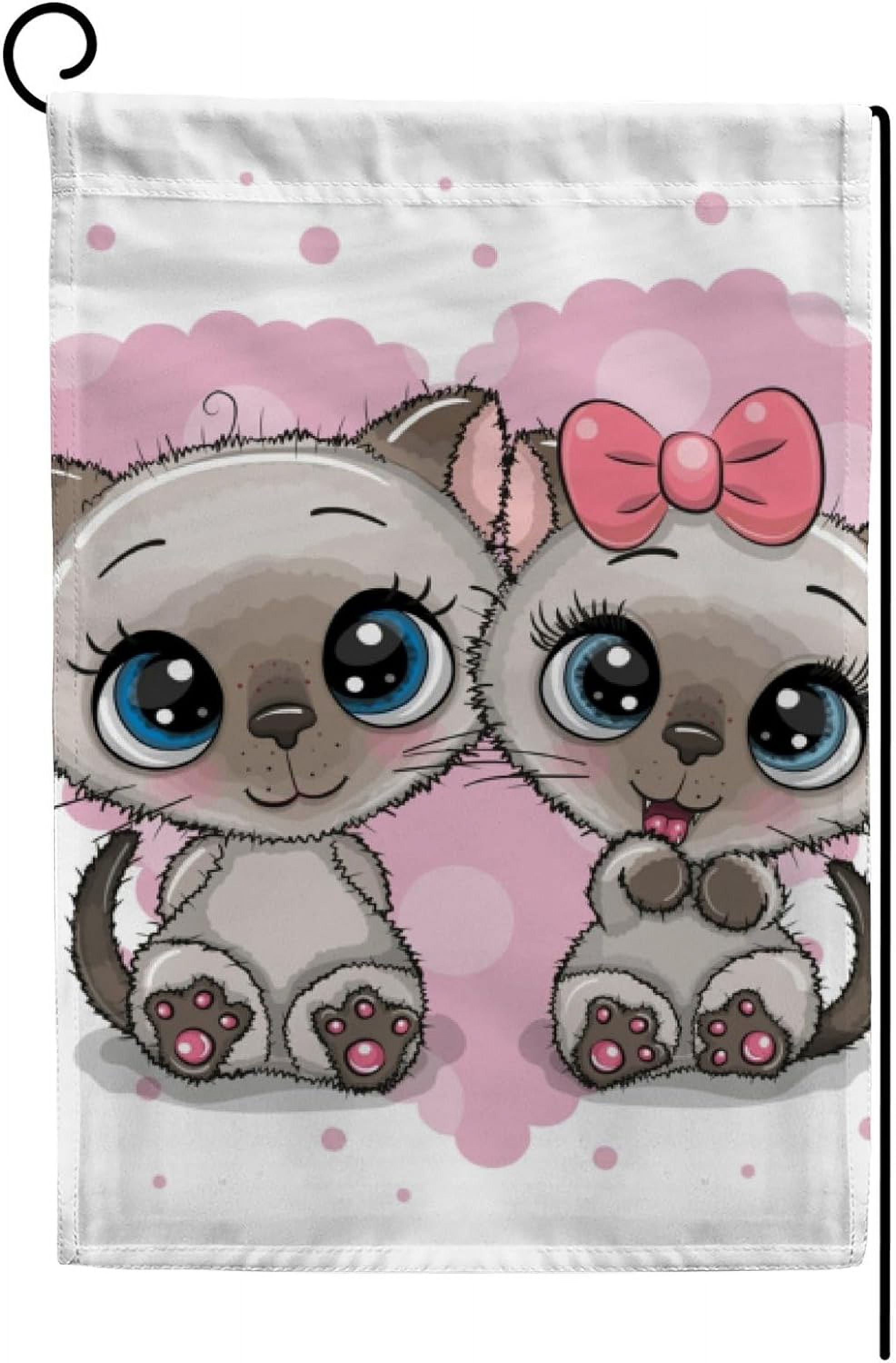 GZHJMY Garden Flag Double Sided Cute Cartoon Kittens, Fade Resistant ...