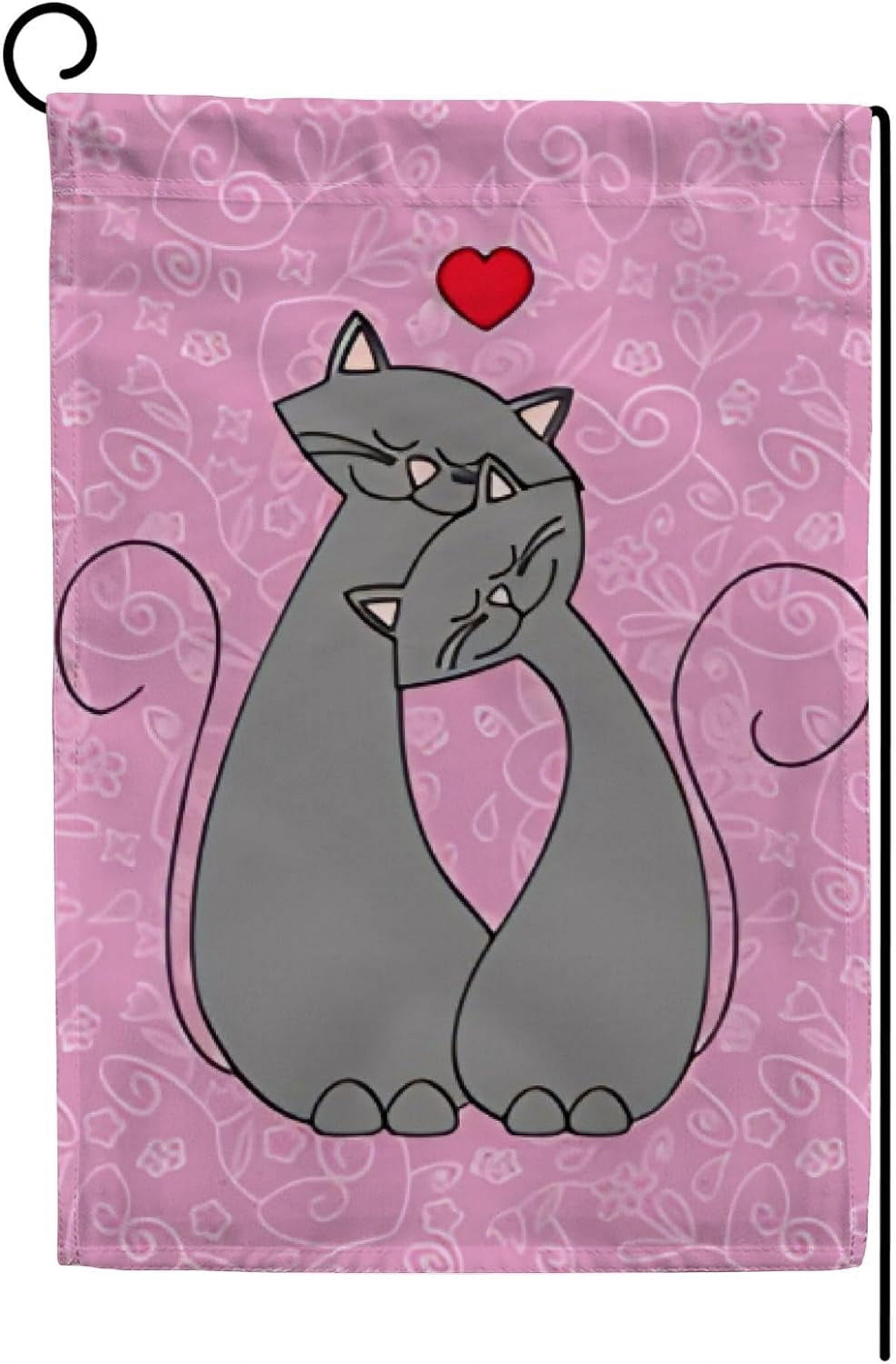 GZHJMY Garden Flag Double Sided Cute Cats in Love, Fade Resistant Yard ...