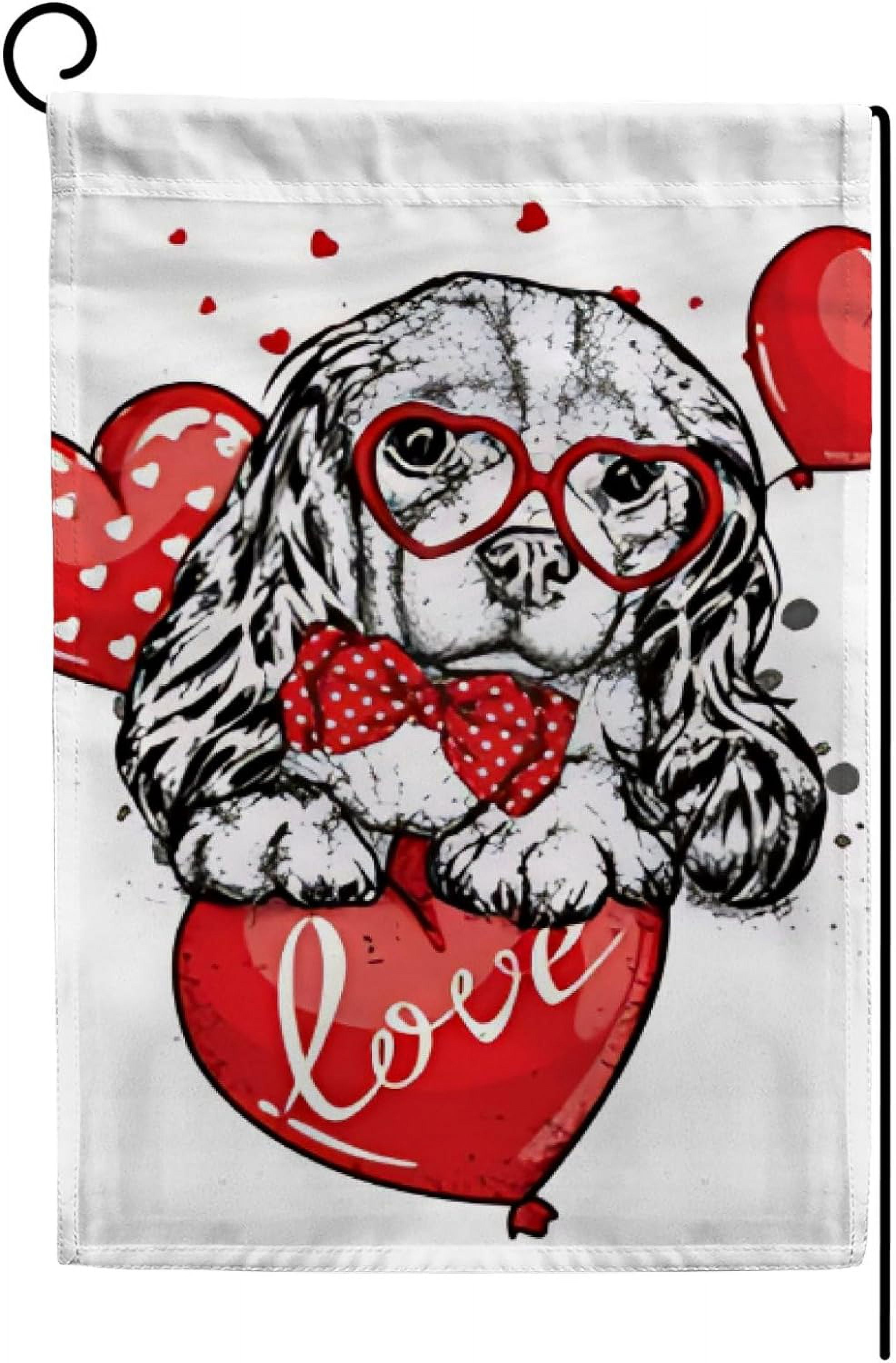GZHJMY Garden Flag Double Sided Cute Dog with Hearts, Fade Resistant ...