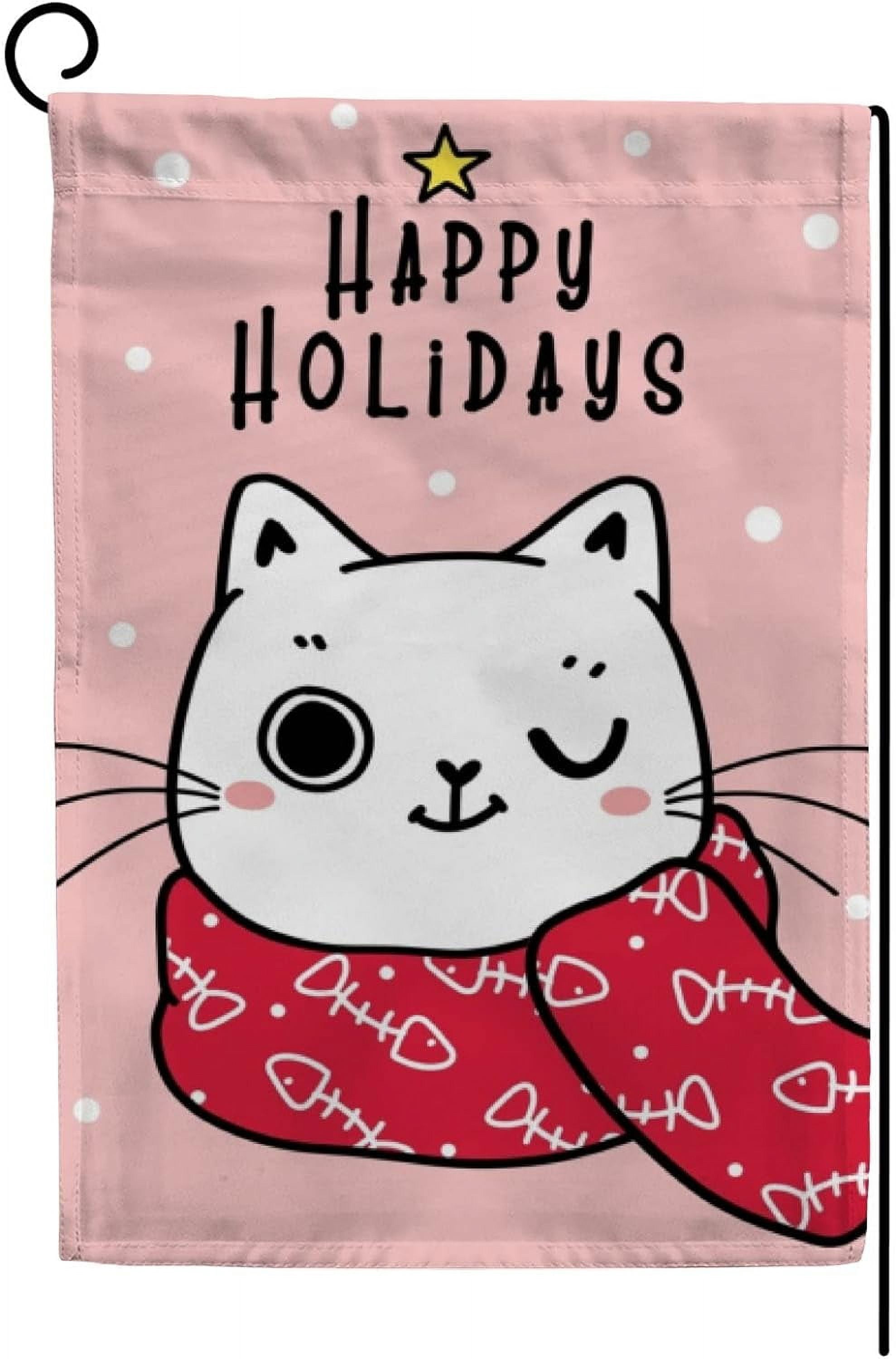 GZHJMY Garden Flag Double Sided Cute Playful Kitten Head, Fade ...