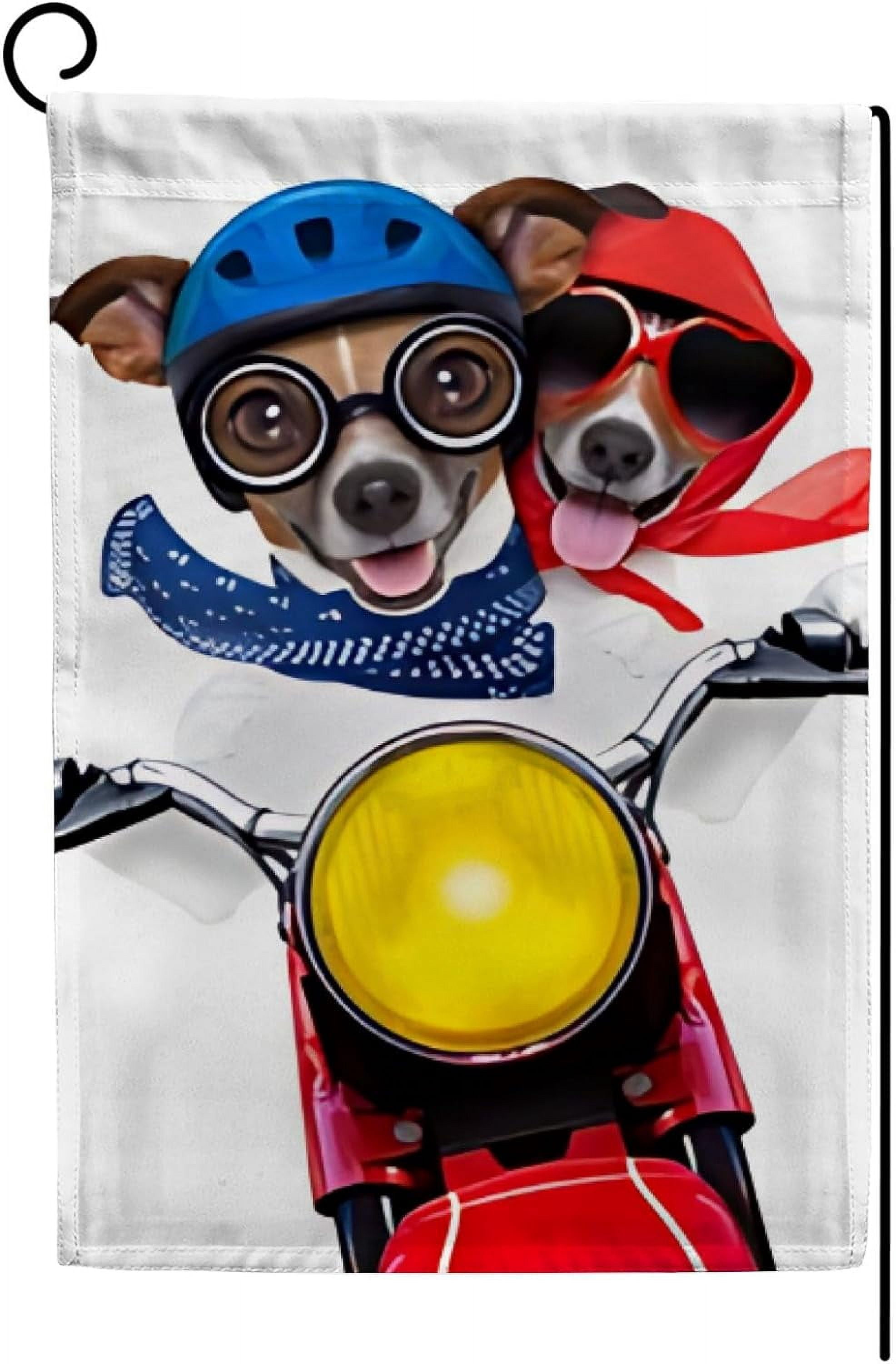 GZHJMY Garden Flag Double Sided Motorbike Couple, Fade Resistant Yard ...