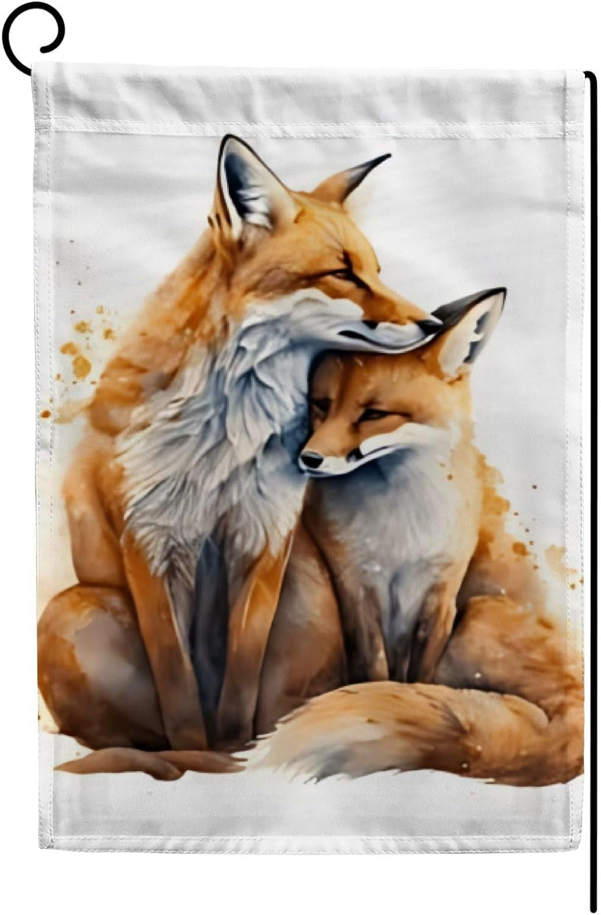 GZHJMY Garden Flag Double Sided Two Red Foxes in Love Hug, Fade ...