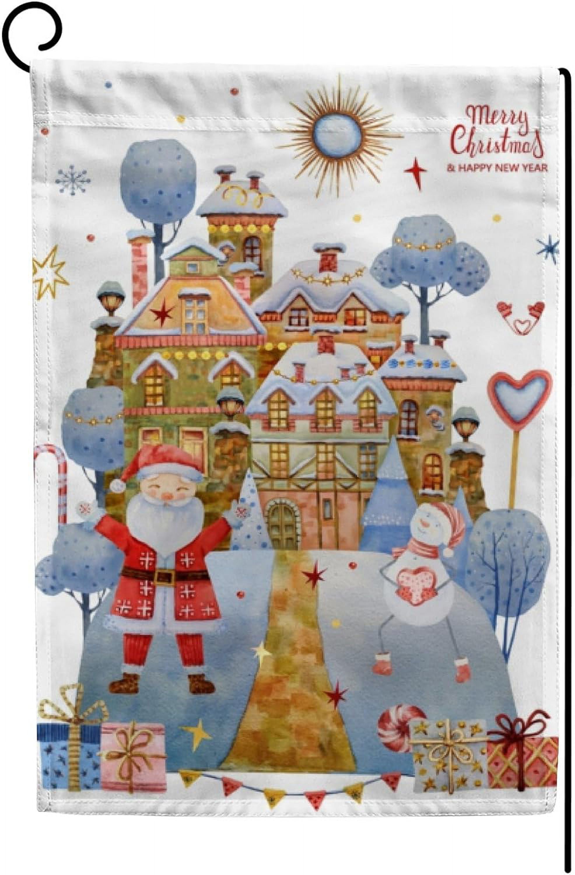 GZHJMY Garden Flag Double Sided Winter Christmas Town, Fade Resistant ...