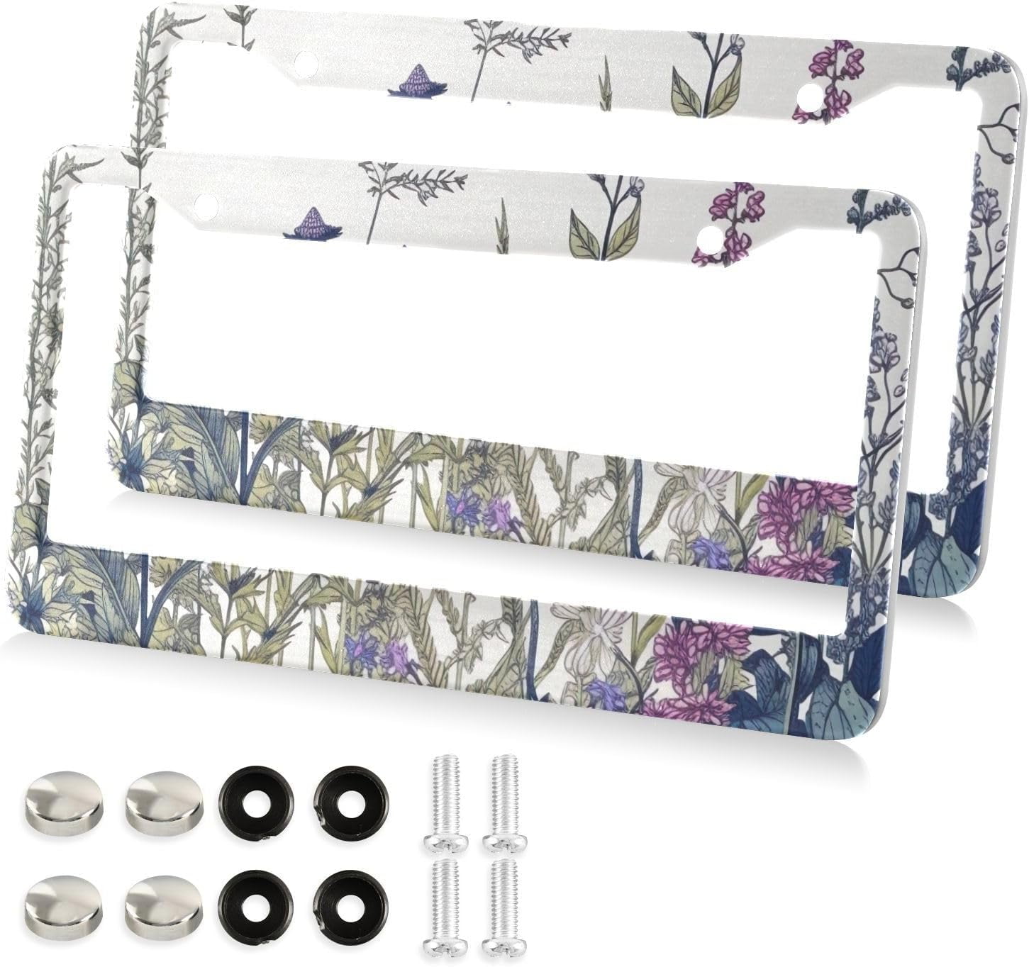 GZHJMY Garden Flowers License Plate Frames 2 Pack Aluminum License ...