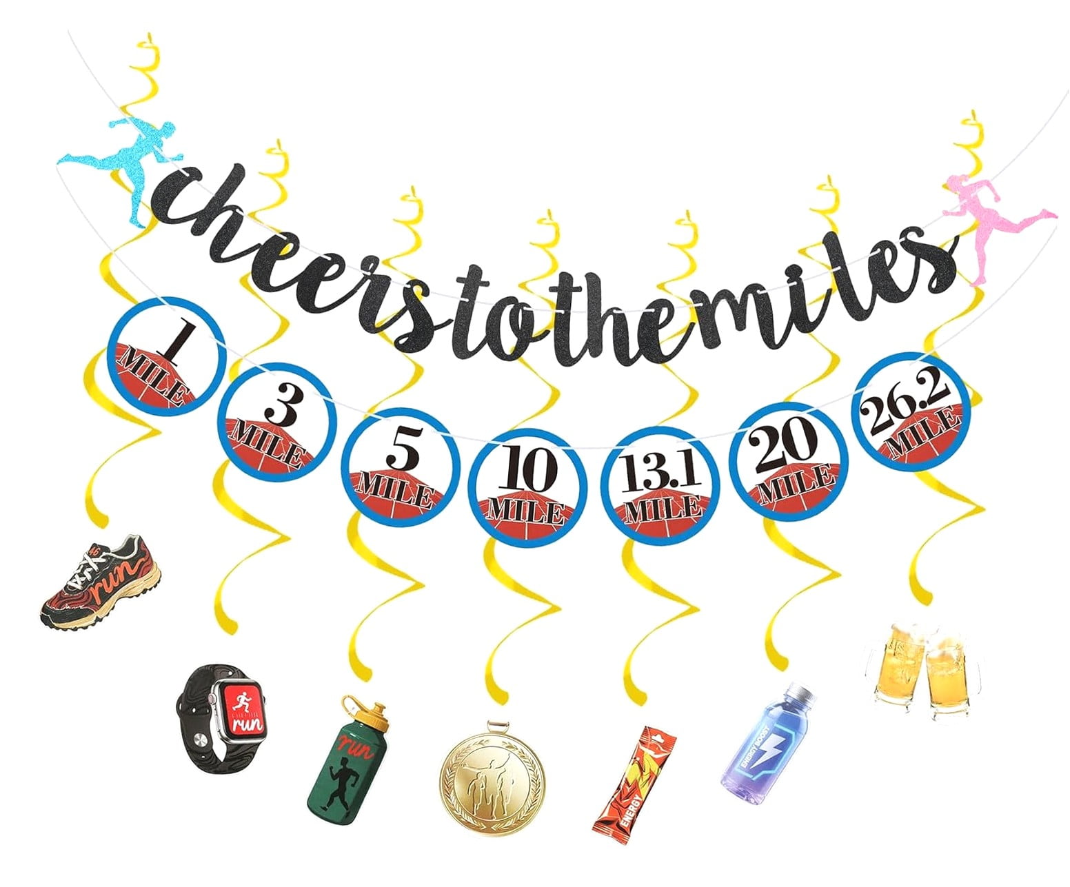 GZHJMY Garland Banners Decorations run Themed Birthday Party Supplies ...